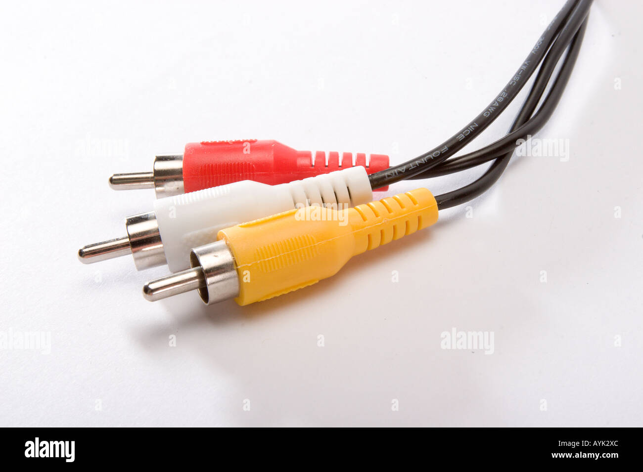 male plugs with cable on white background Stock Photo - Alamy