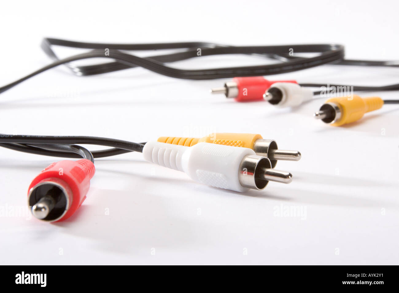 male plugs with cable on white background Stock Photo - Alamy