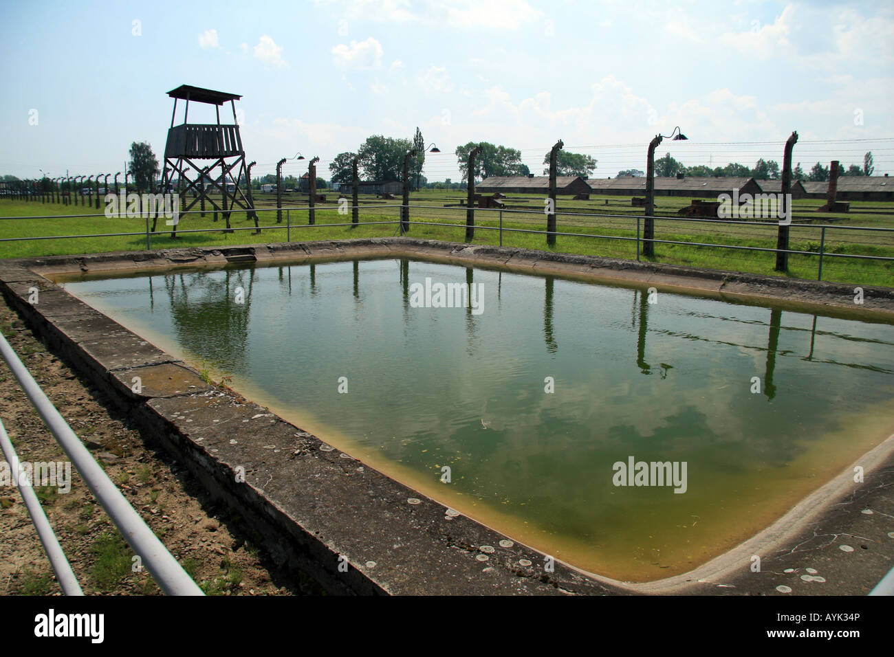 A fire pit/water reservoir in the former Nazi concentration camp at ...