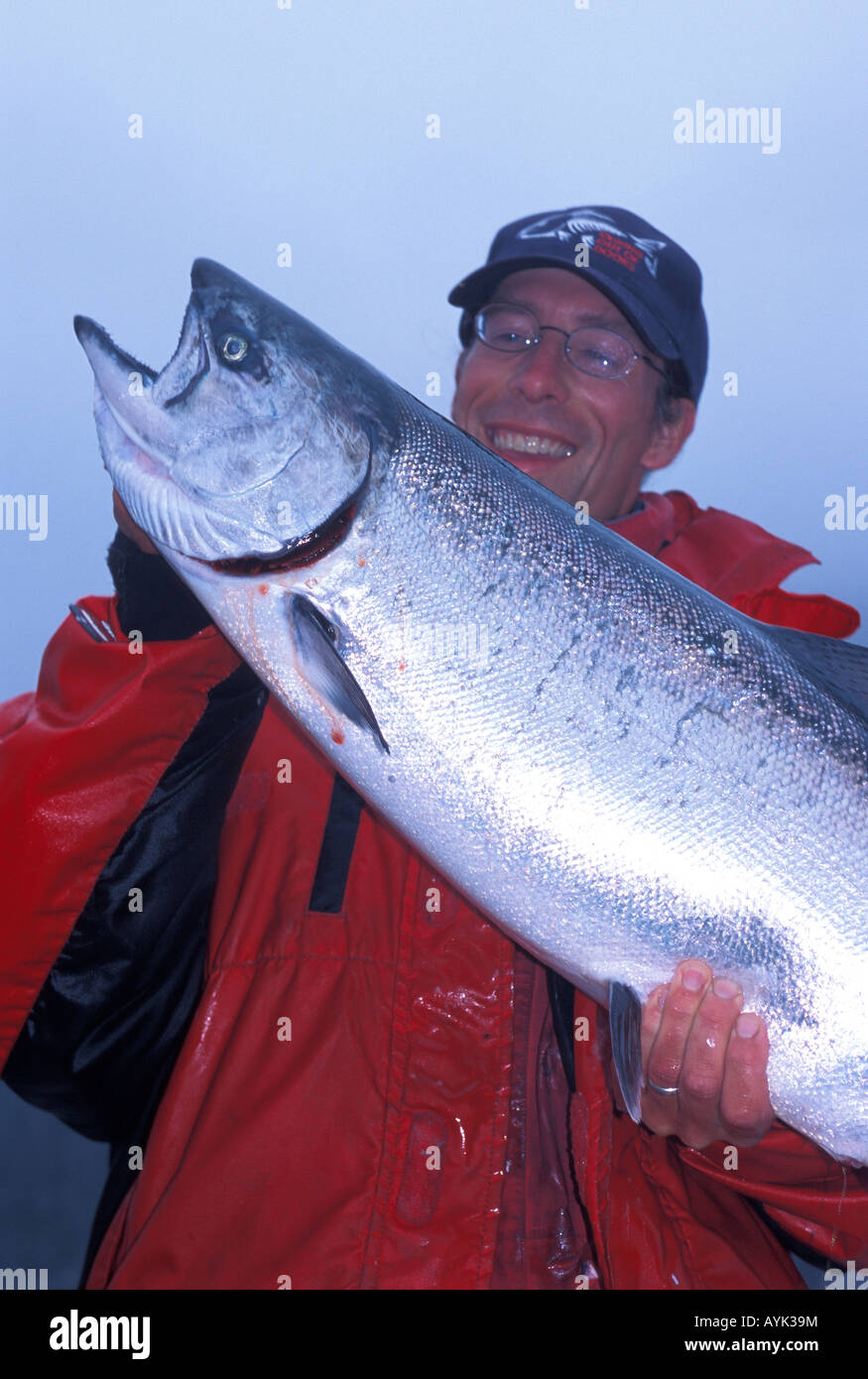 man with chinook salmon Stock Photo - Alamy