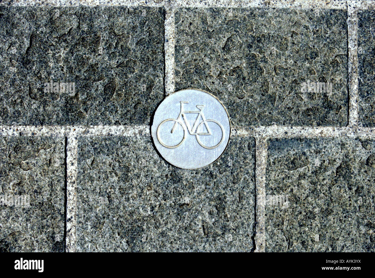Bike path sign in roadway in Spanish town Stock Photo - Alamy