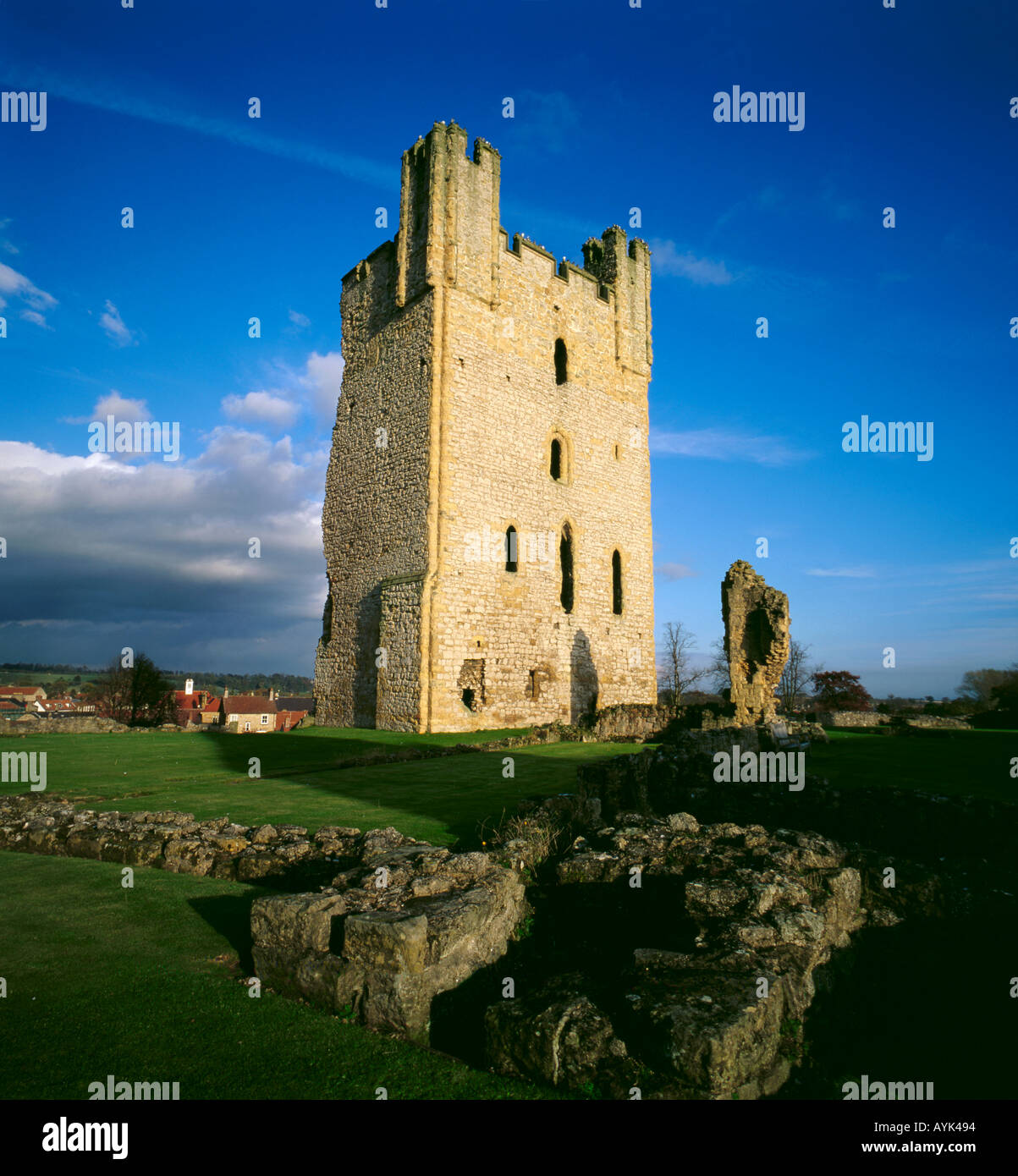 Ruined keep of Helmsley Castle, Helmsley, North Yorkshire, England, UK ...