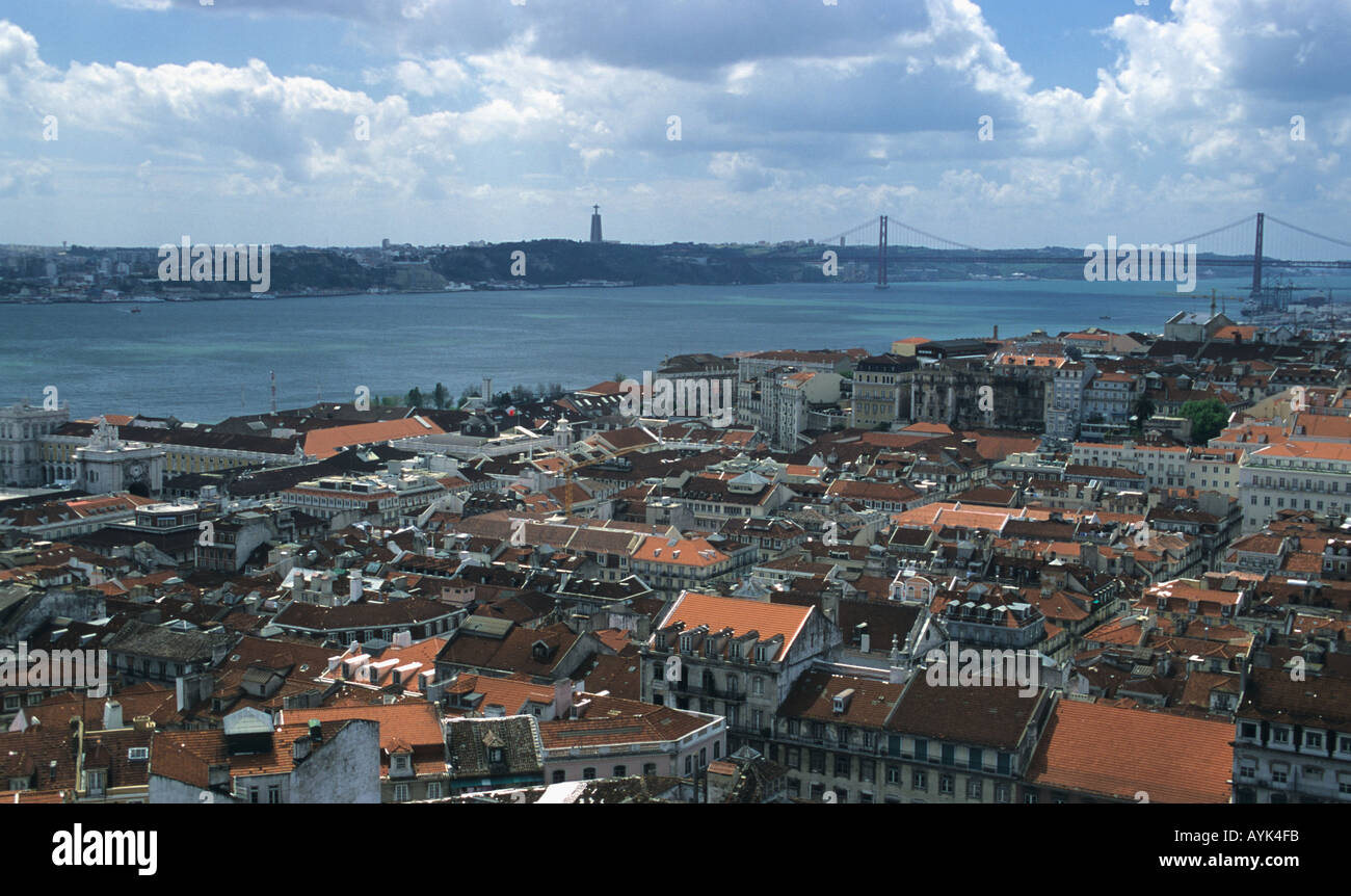 Roofs of Lisbon Tejo river Stock Photo - Alamy
