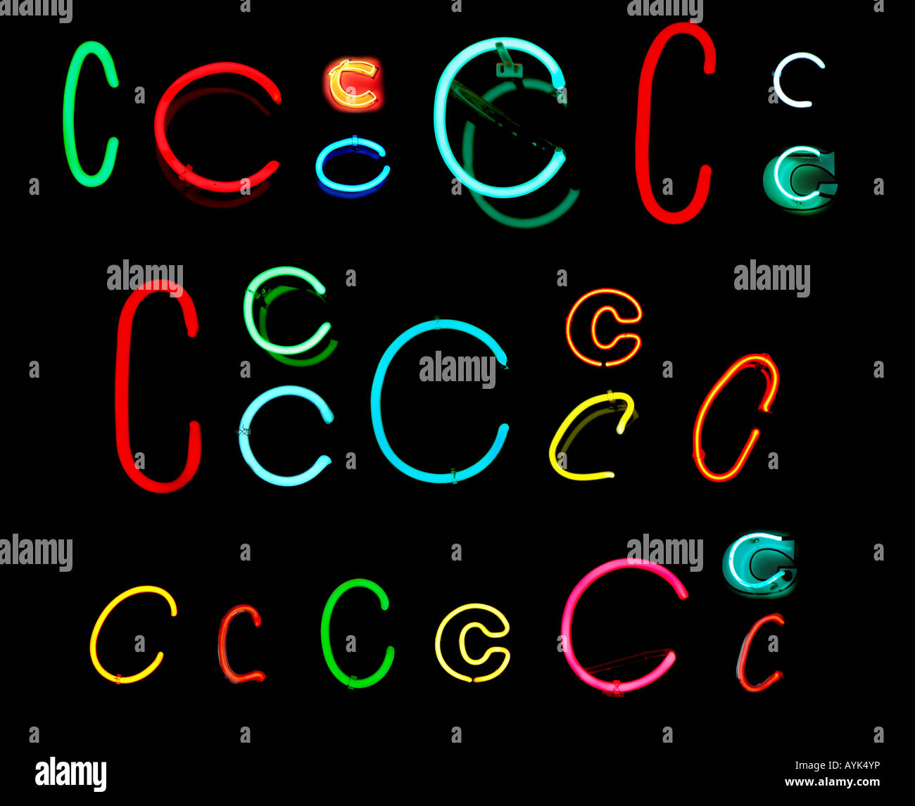 Neon letters C collected from neon signs for over two years Stock Photo ...