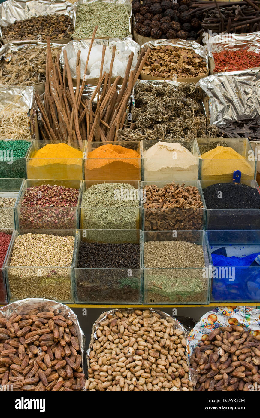 Different spices in the Sharia as Souq Bazar Aswan or Assuan Nile ...