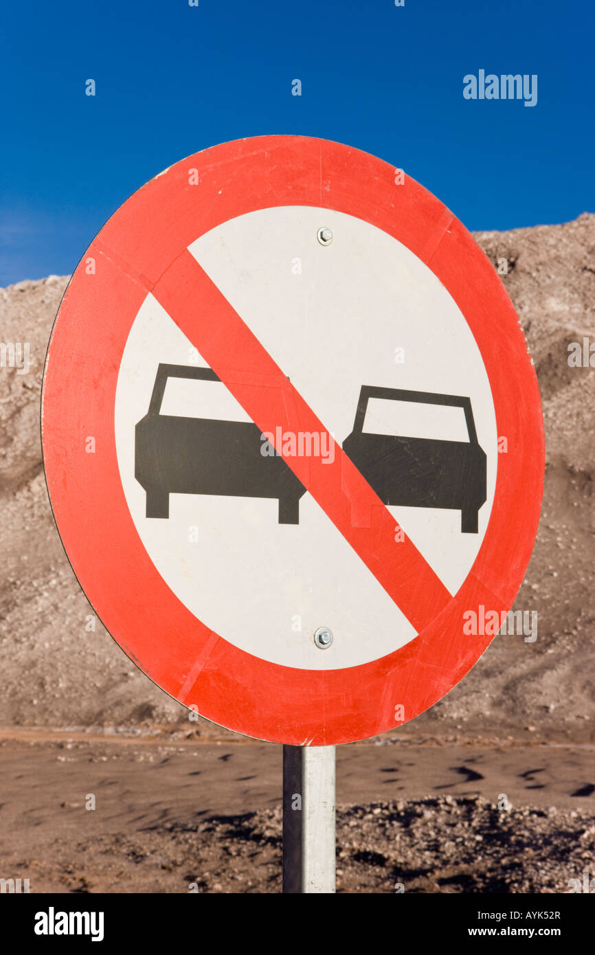 Road sign on high altitude desert road in the Atacama desert in Chile ...