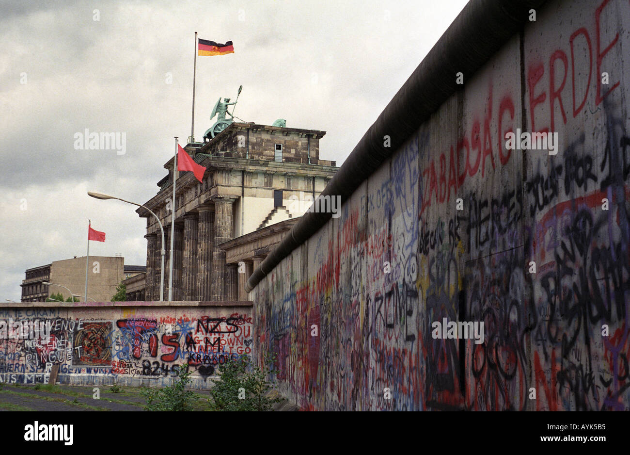 Brandenburg Gate behind Berlin Wall before opening of the Wall, August ...