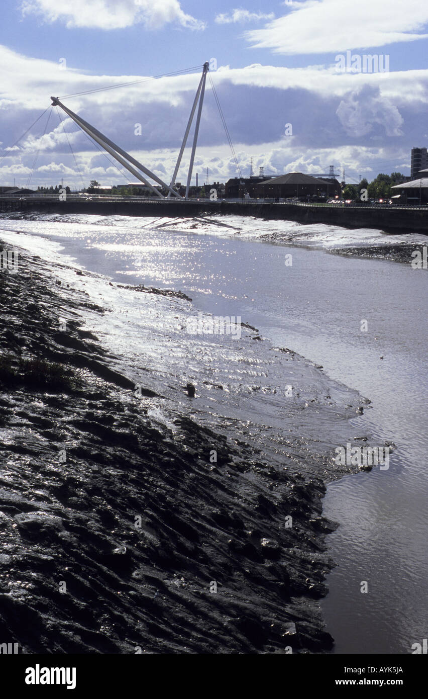 River Usk and Usk Footbridge, Newport, Monmouthshire, Wales, UK Stock ...