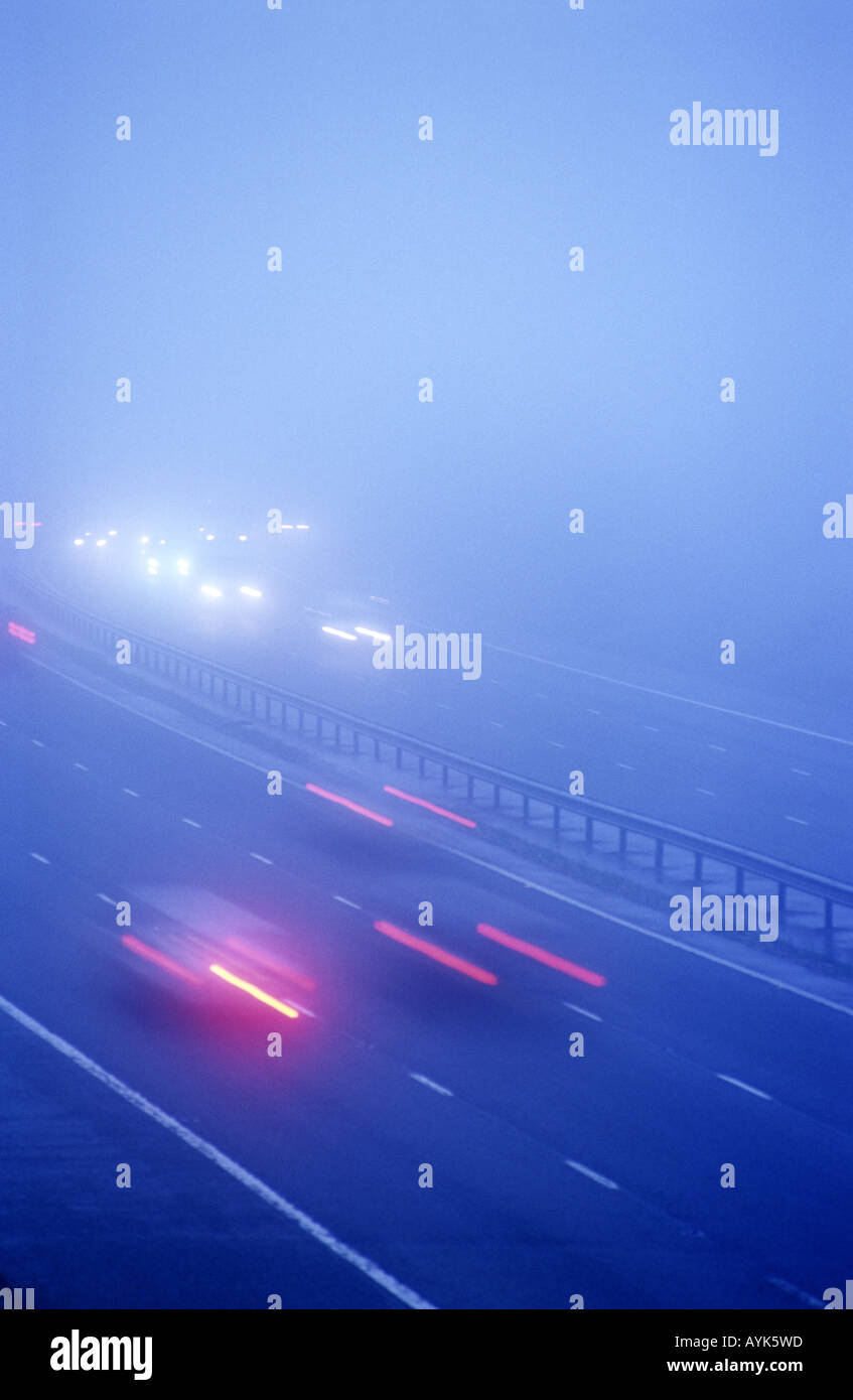 M40 motorway in fog, Warwickshire, England, UK Stock Photo - Alamy