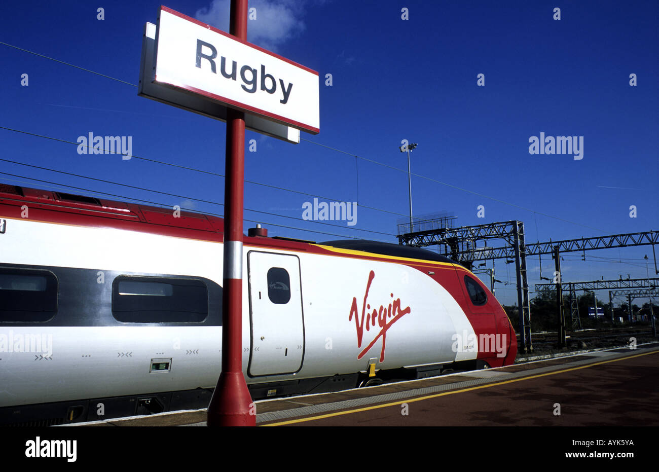 Virgin Trains Pendolino electric train at Rugby station, Warwickshire ...