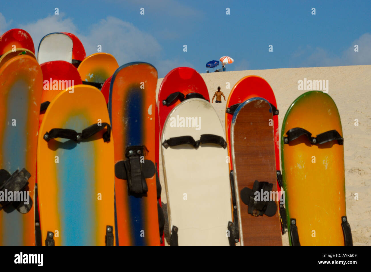 Sandboards Joaquina dunes Florianopolis Brazil Stock Photo - Alamy