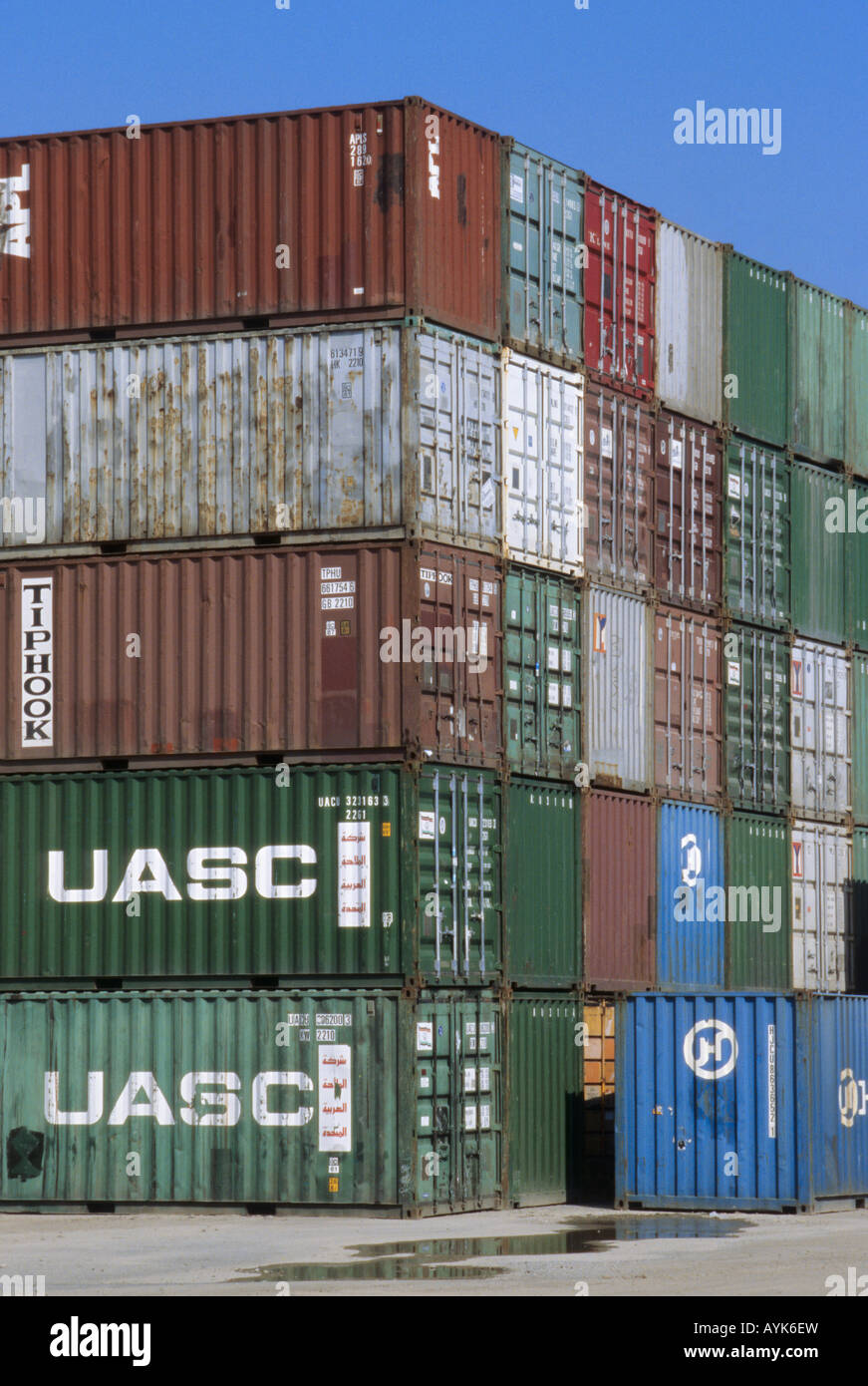 Terminal metal shipping container stacked rectangular industry hi-res ...