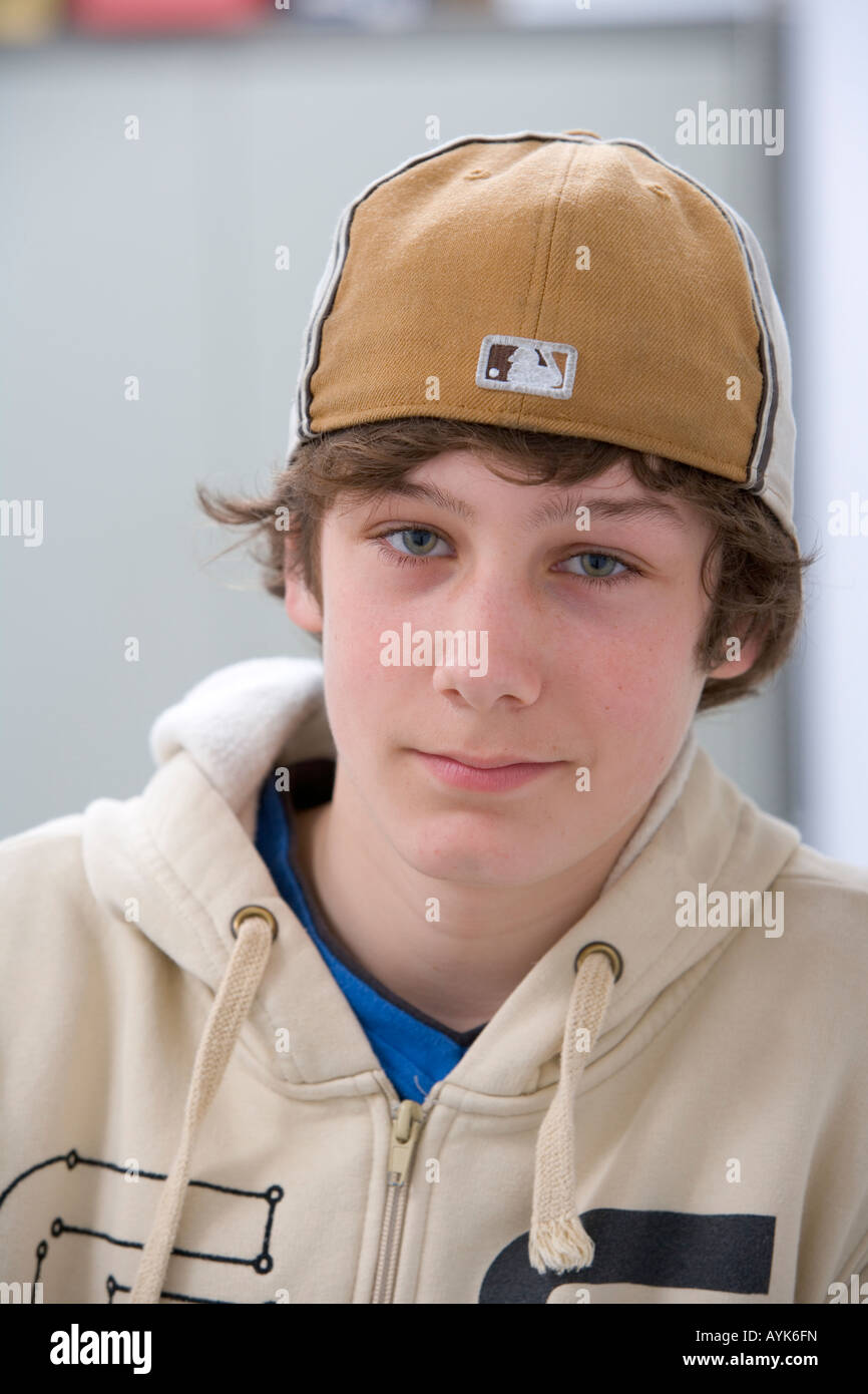 Portrait of a teenage boy with cap Stock Photo - Alamy