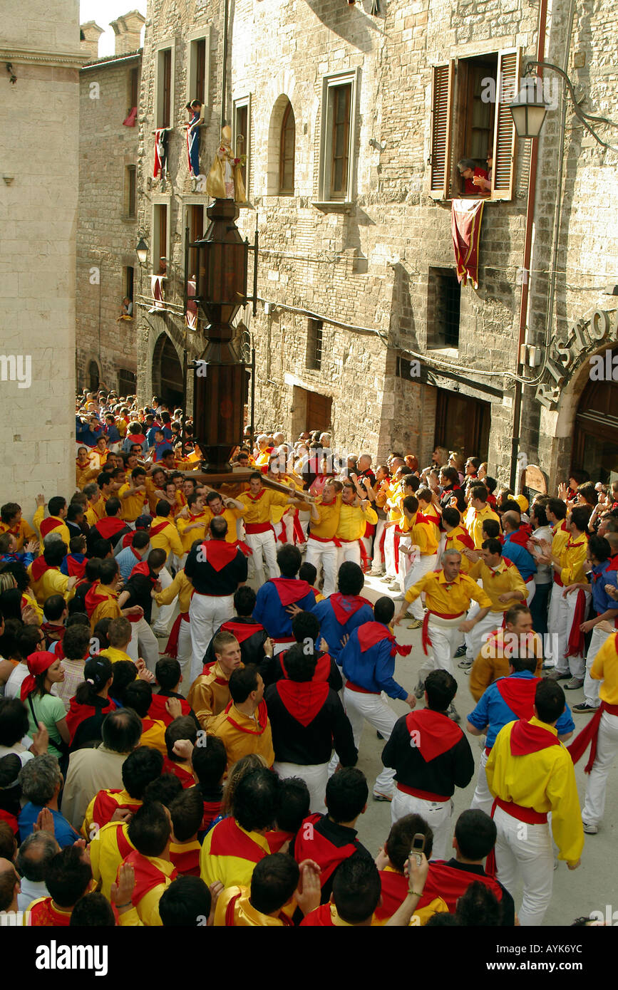 Gubbio Ceri Race Festival 15 May Umbria Italy Vertical upright portrait ...