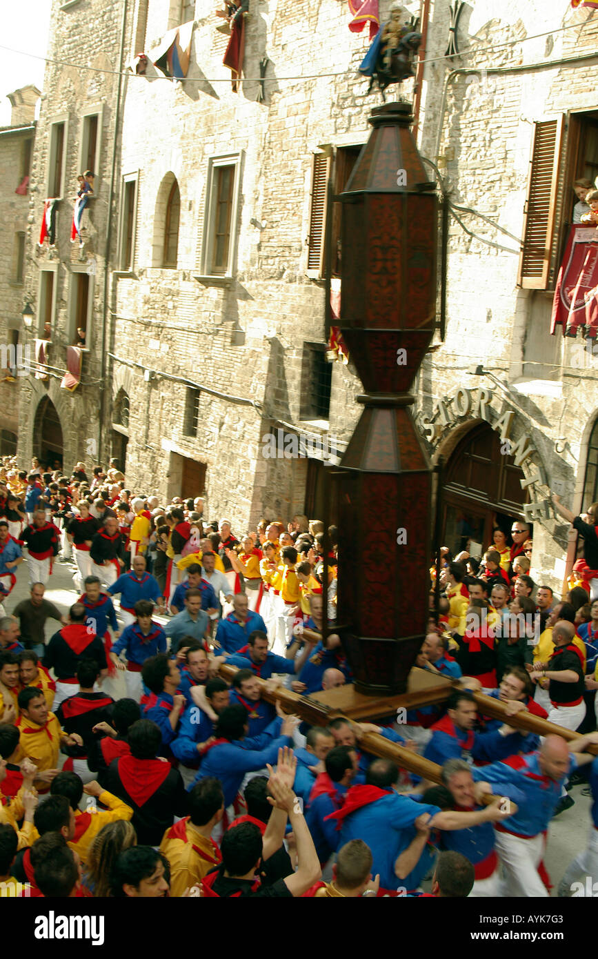 Gubbio Ceri Race Festival 15 May Umbria Italy Vertical upright portrait ...
