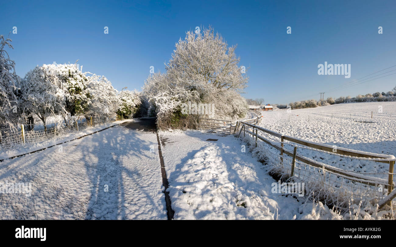 A snow covered rural landscape in the countryside Stock Photo - Alamy