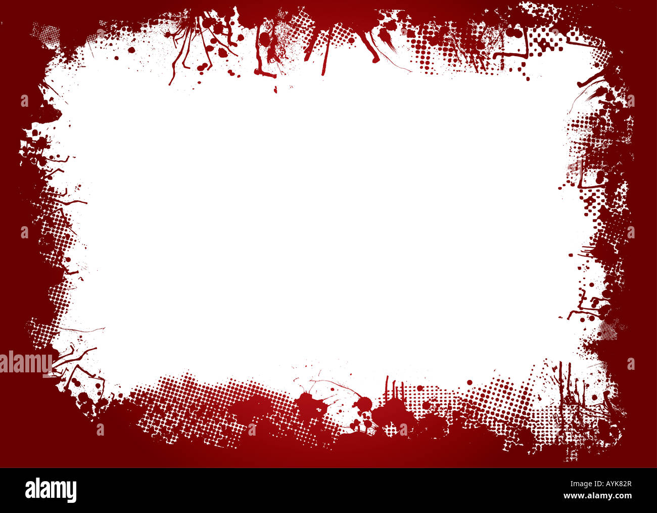 dirty ink and halftone border in blood red Stock Photo - Alamy