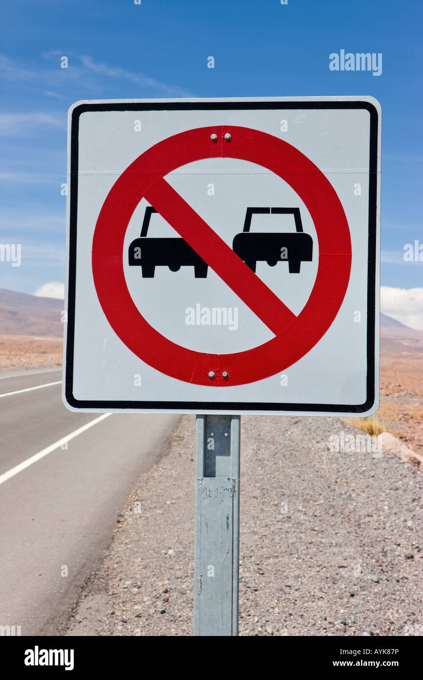 Road sign on high altitude desert road in the Atacama desert in Chile ...