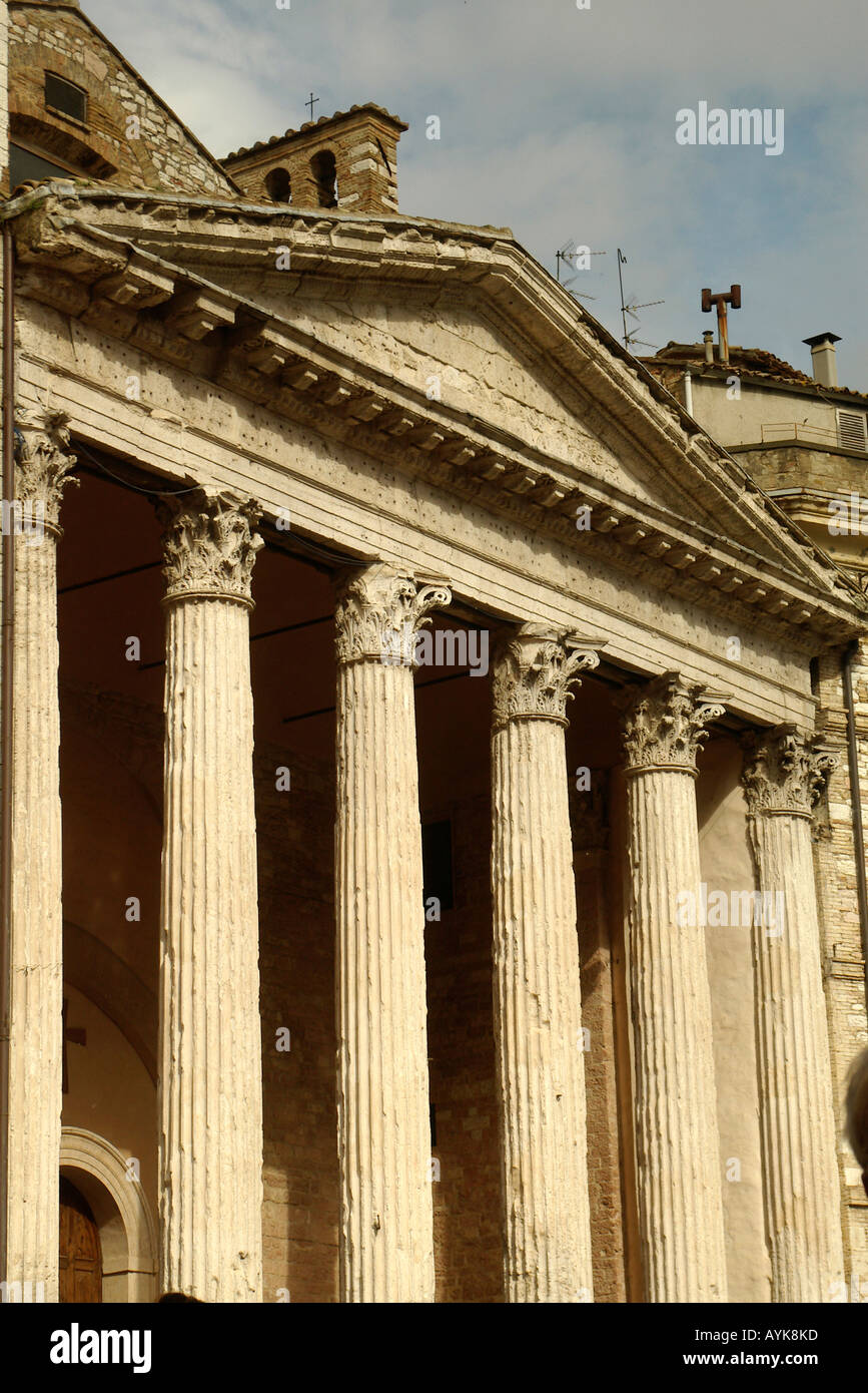 Roman Temple of Minerva Assisi Italy upright vertical portrait Stock ...
