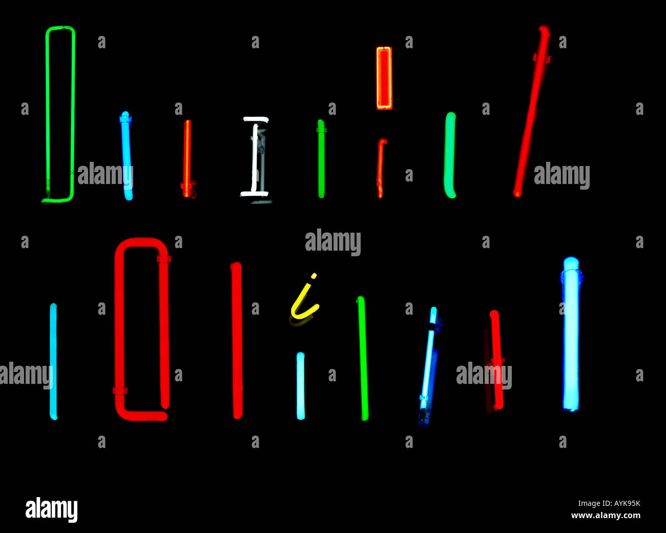 Neon letters I collected from neon signs for design elements Stock ...