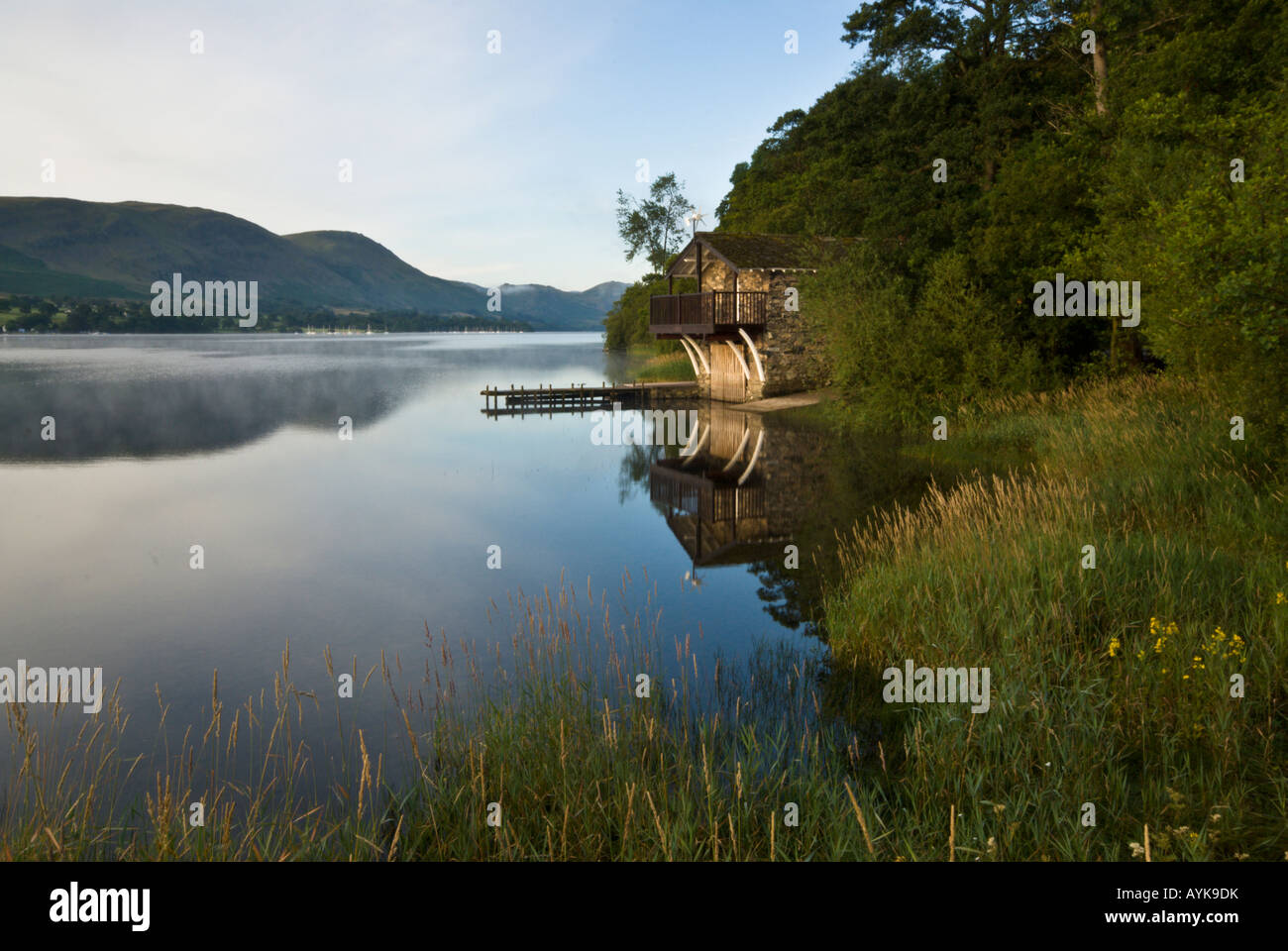 The famous boat house at Pooley Bridge, Ullswater in the Lake District ...