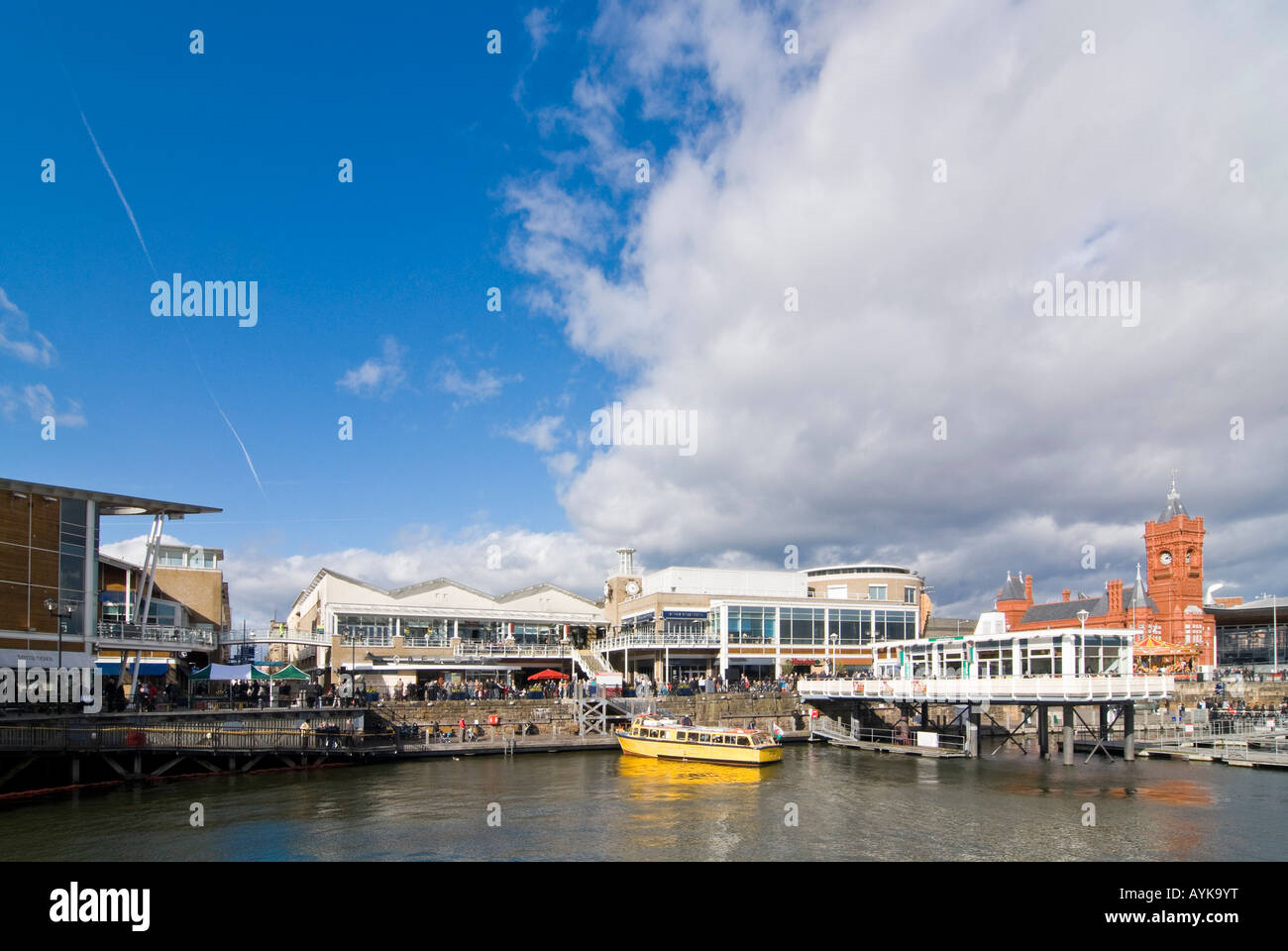 Horizontal wide angle across Mermaid Quay towards the Pierhead Building ...