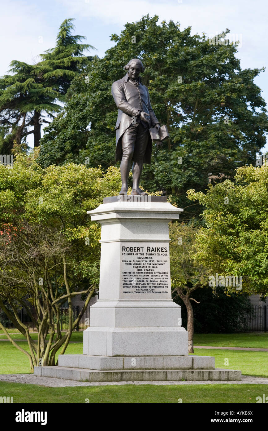 Statue of Robert Raikes, founder of the Sunday School movement, in the ...