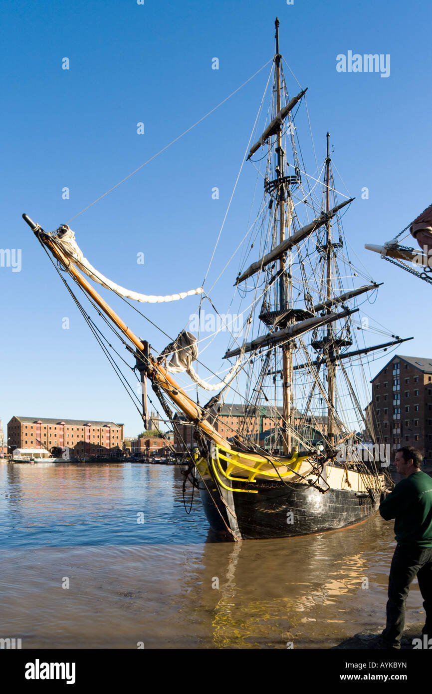 The tall ship Phoenix entering the dry dock at Gloucester Docks Stock ...