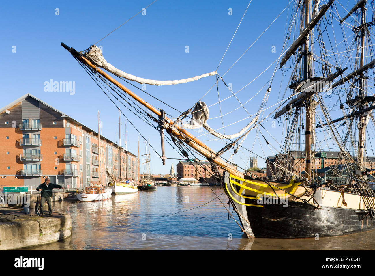 The tall ship Phoenix entering the dry dock at Gloucester Docks Stock ...