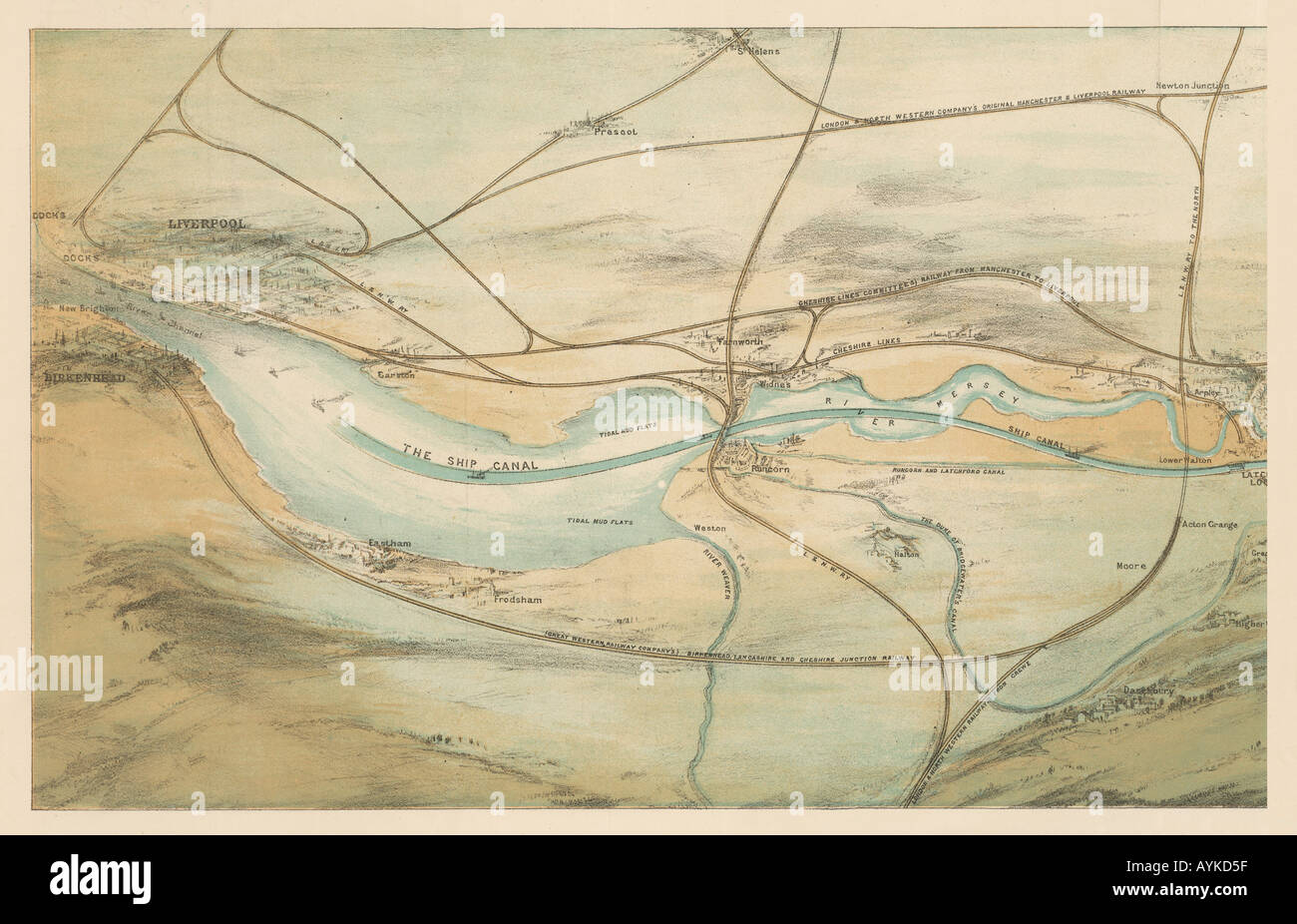 River mersey map hi-res stock photography and images - Alamy