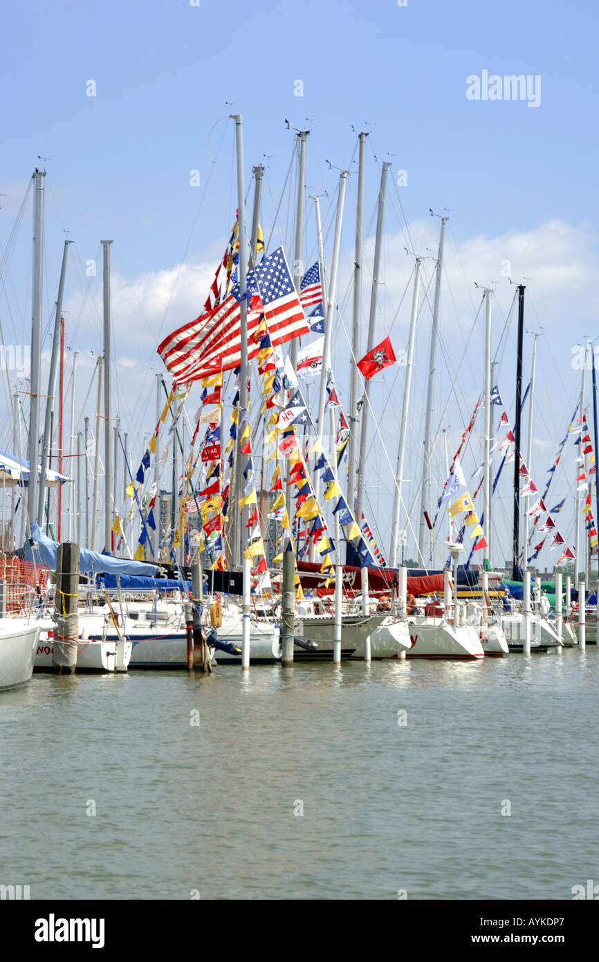 Boats and flags at the Port Huron July Regatta Michigan Stock Photo - Alamy
