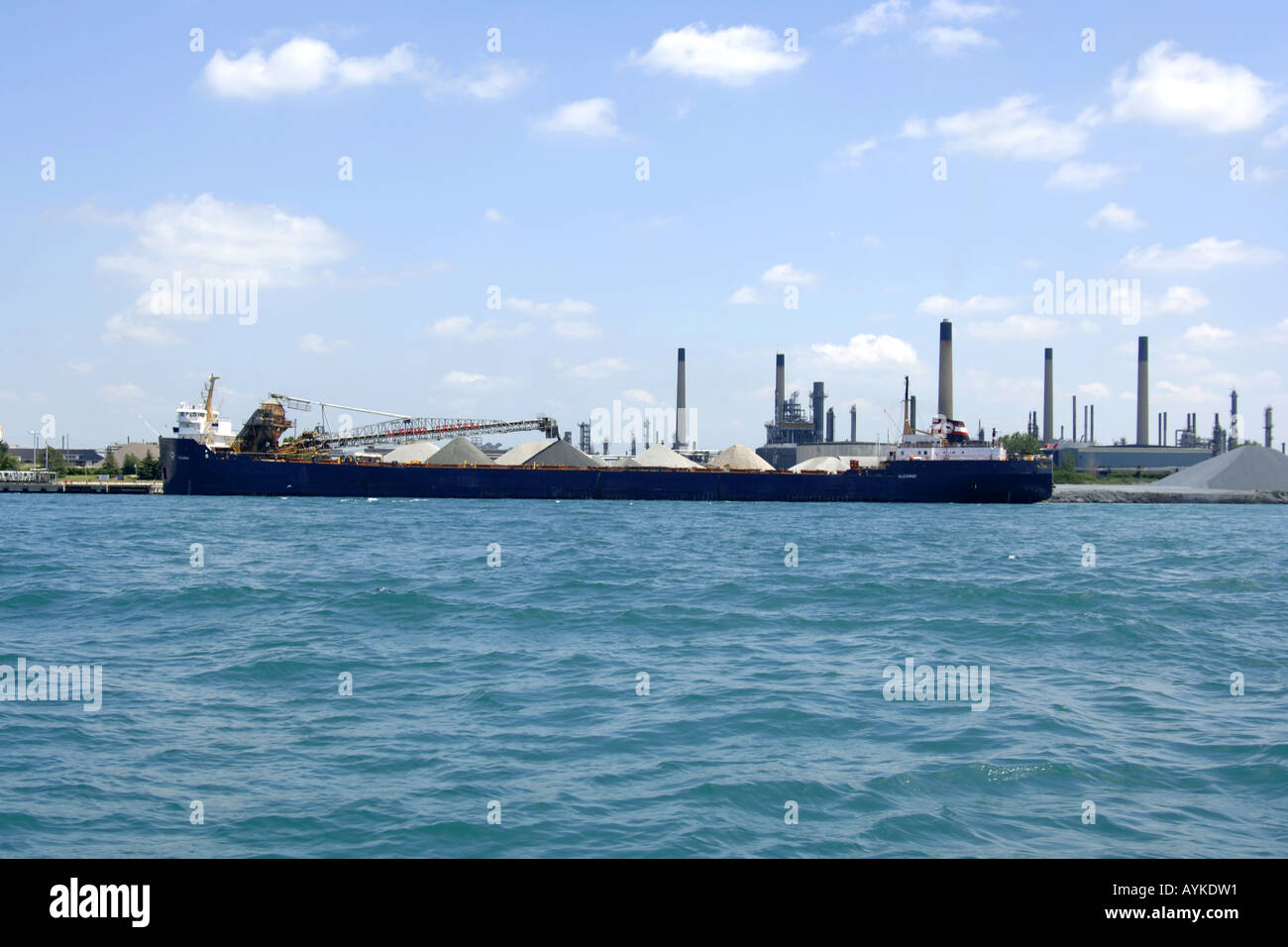 Bulk Carrier ship loading at the docks in Michigan Stock Photo - Alamy
