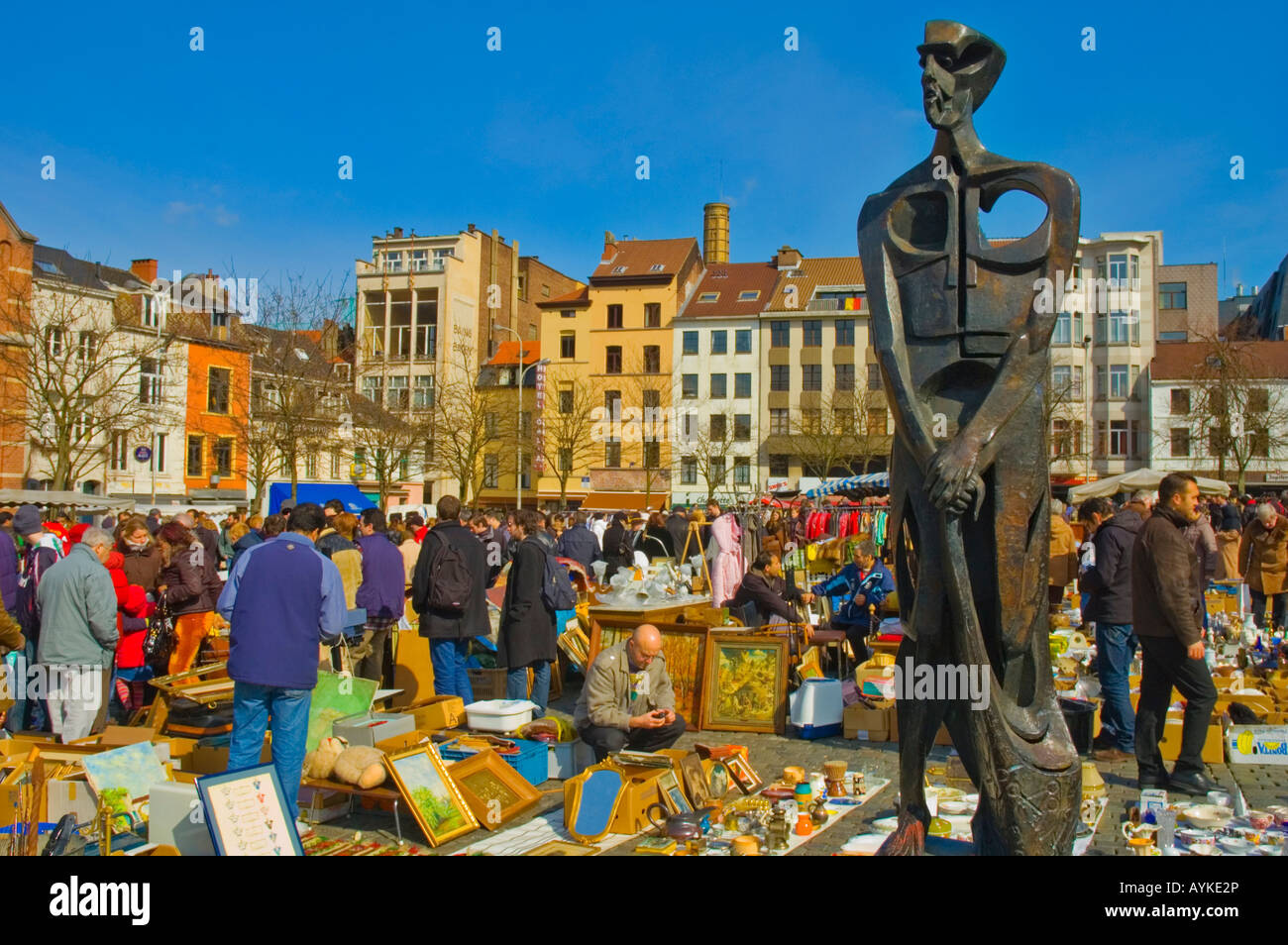 Flea market at Place du Jeu de Balle Brussels Belgium Europe Stock ...