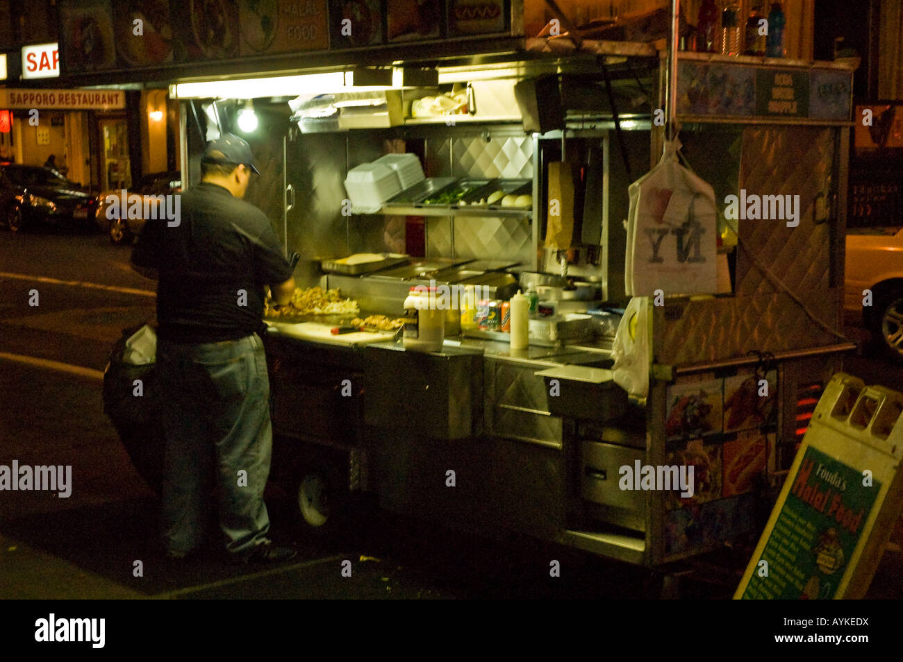 food stand on street corner New York City USA Stock Photo - Alamy