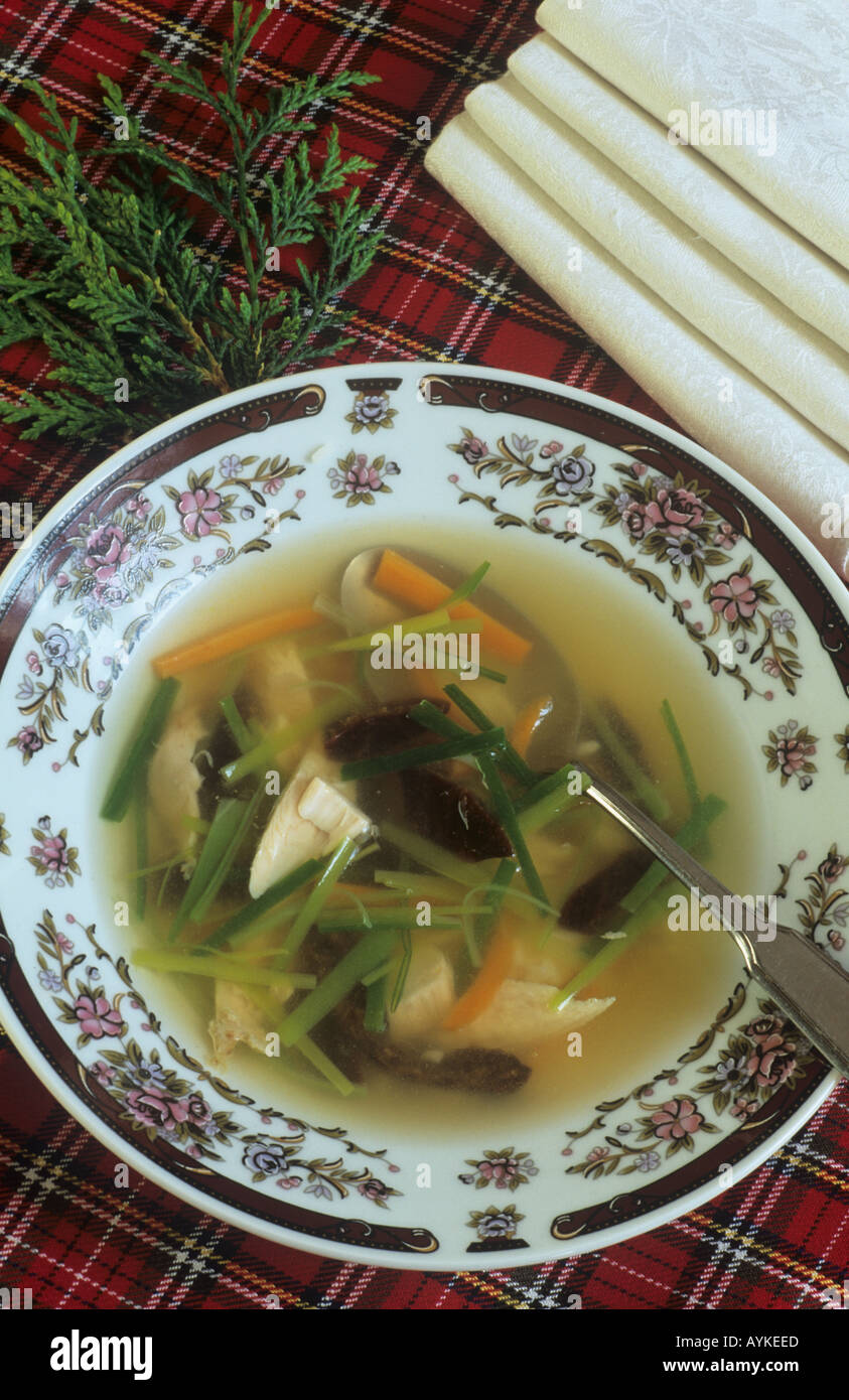 Cock a leekie soup Scotland Traditional British Food Stock Photo - Alamy