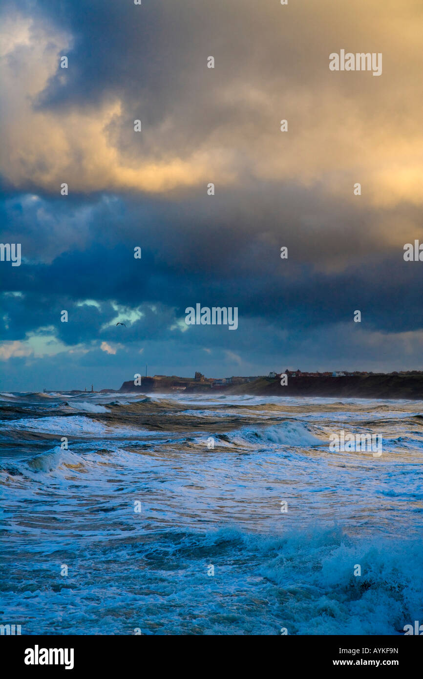 Rough Sea Sandsend near Whitby North Yorkshire Coast England Stock ...