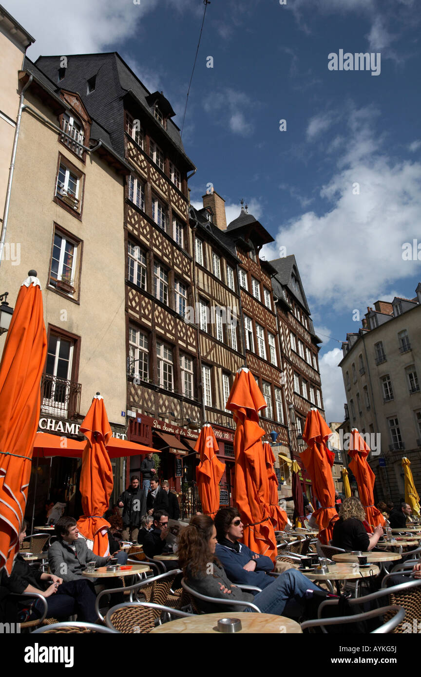 Relaxing in Place du Champ Jacquet in front of the medieval mediaeval ...