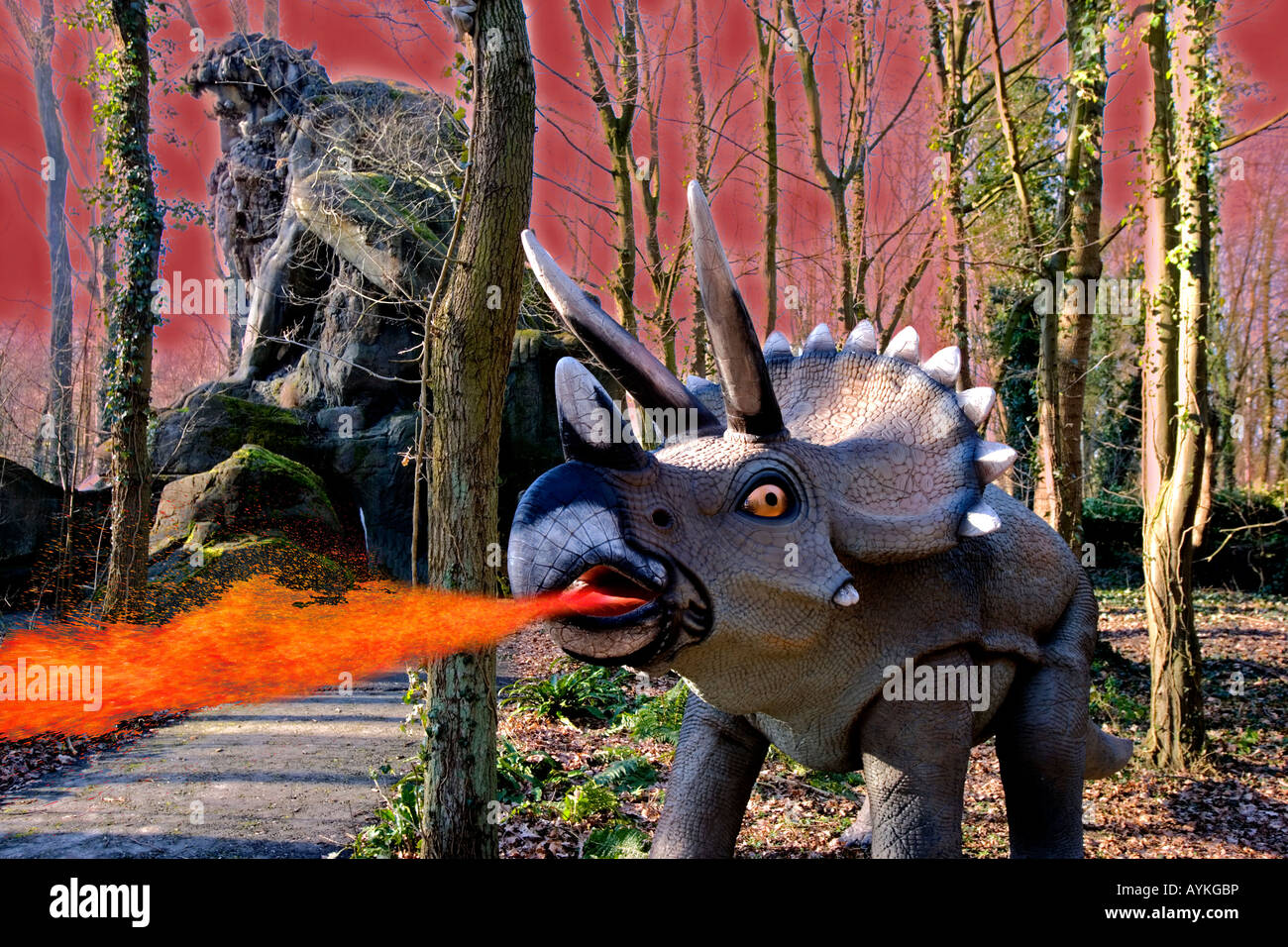 Saurier in Park Mondo Verde Dinosaur at the pleasure grounds of Mondo ...