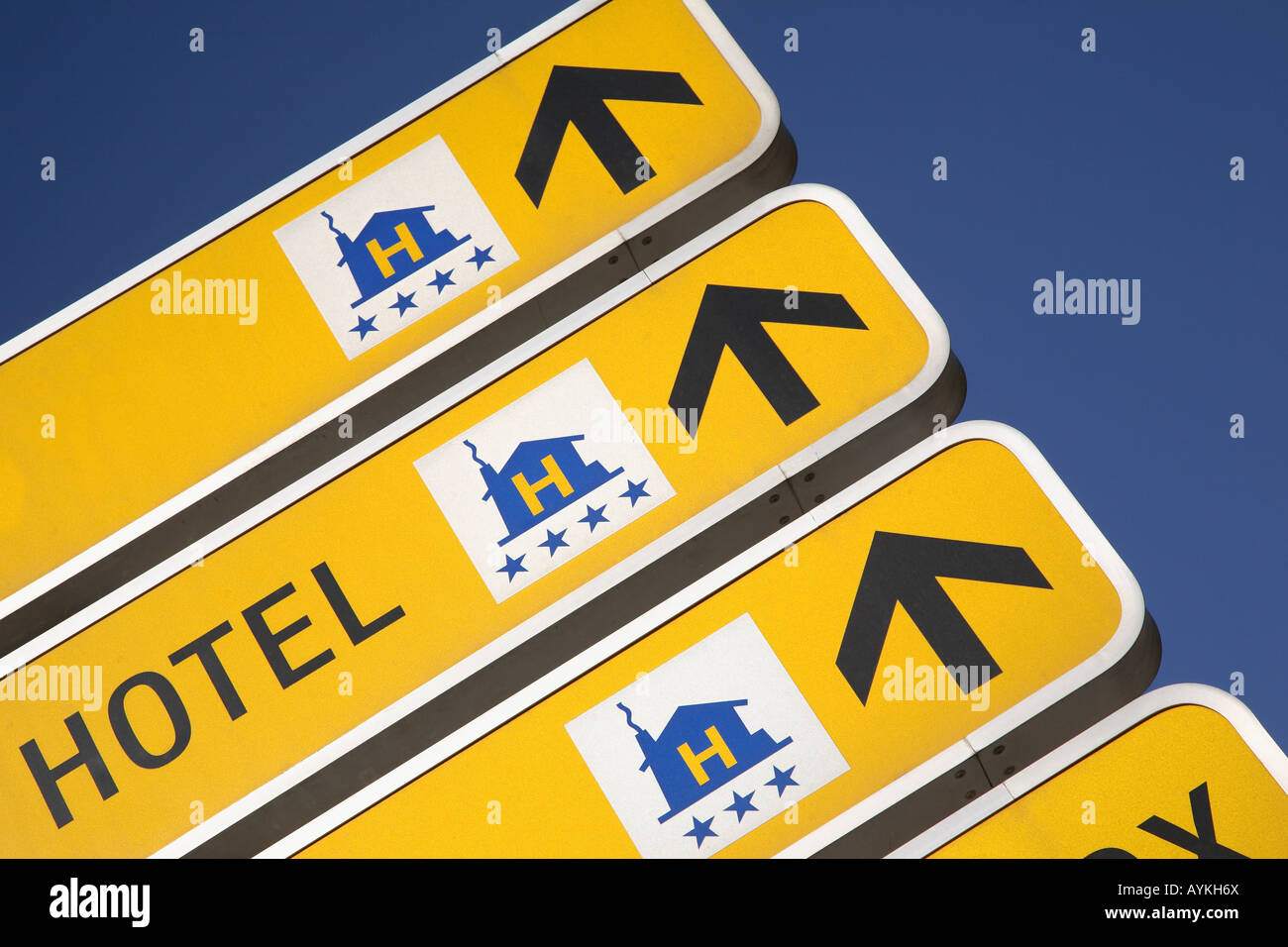 Hotel Direction Sign Stock Photo - Alamy