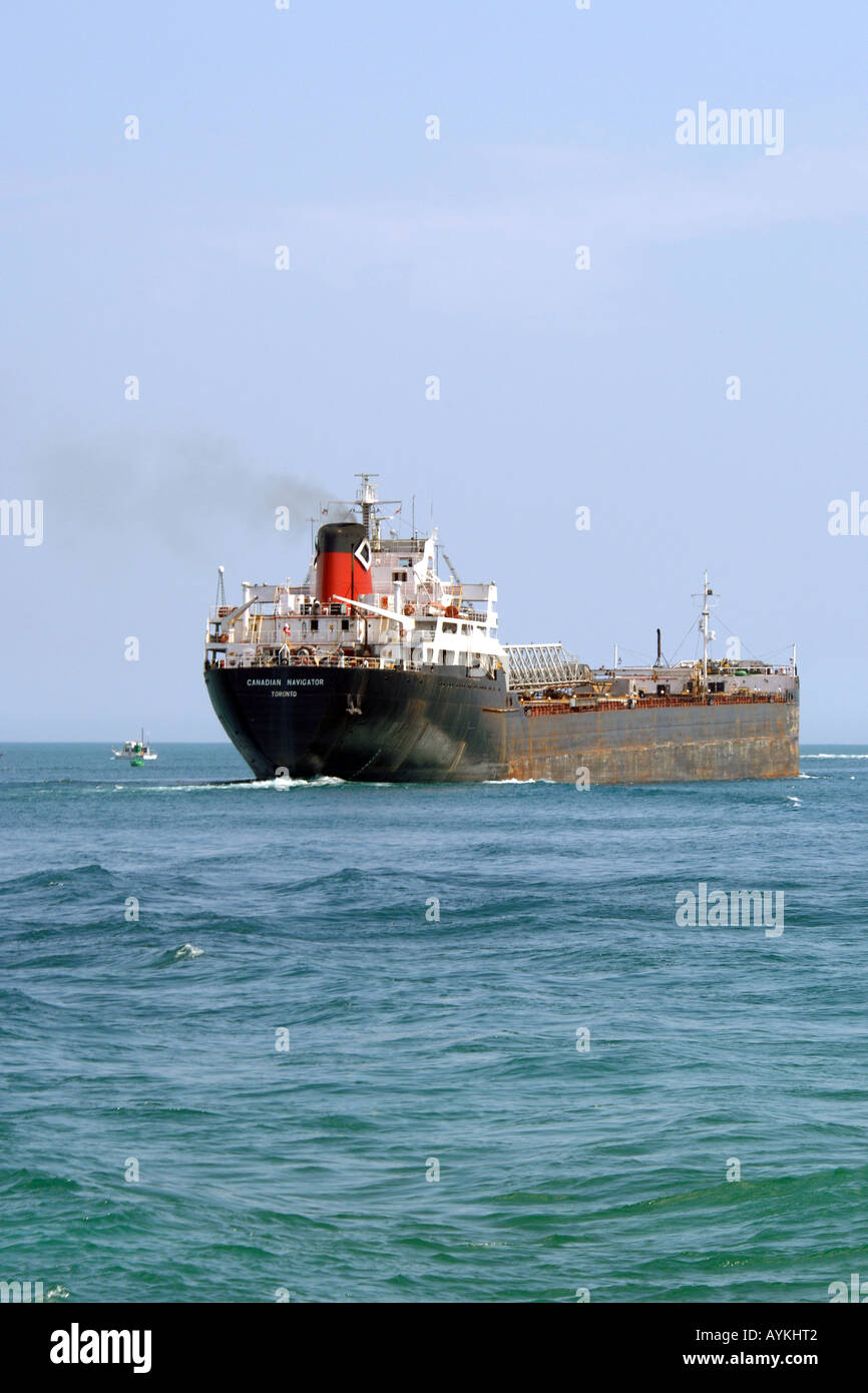 The Canadian Navigator Great Lakes Freighter on Lake Huron Stock Photo ...