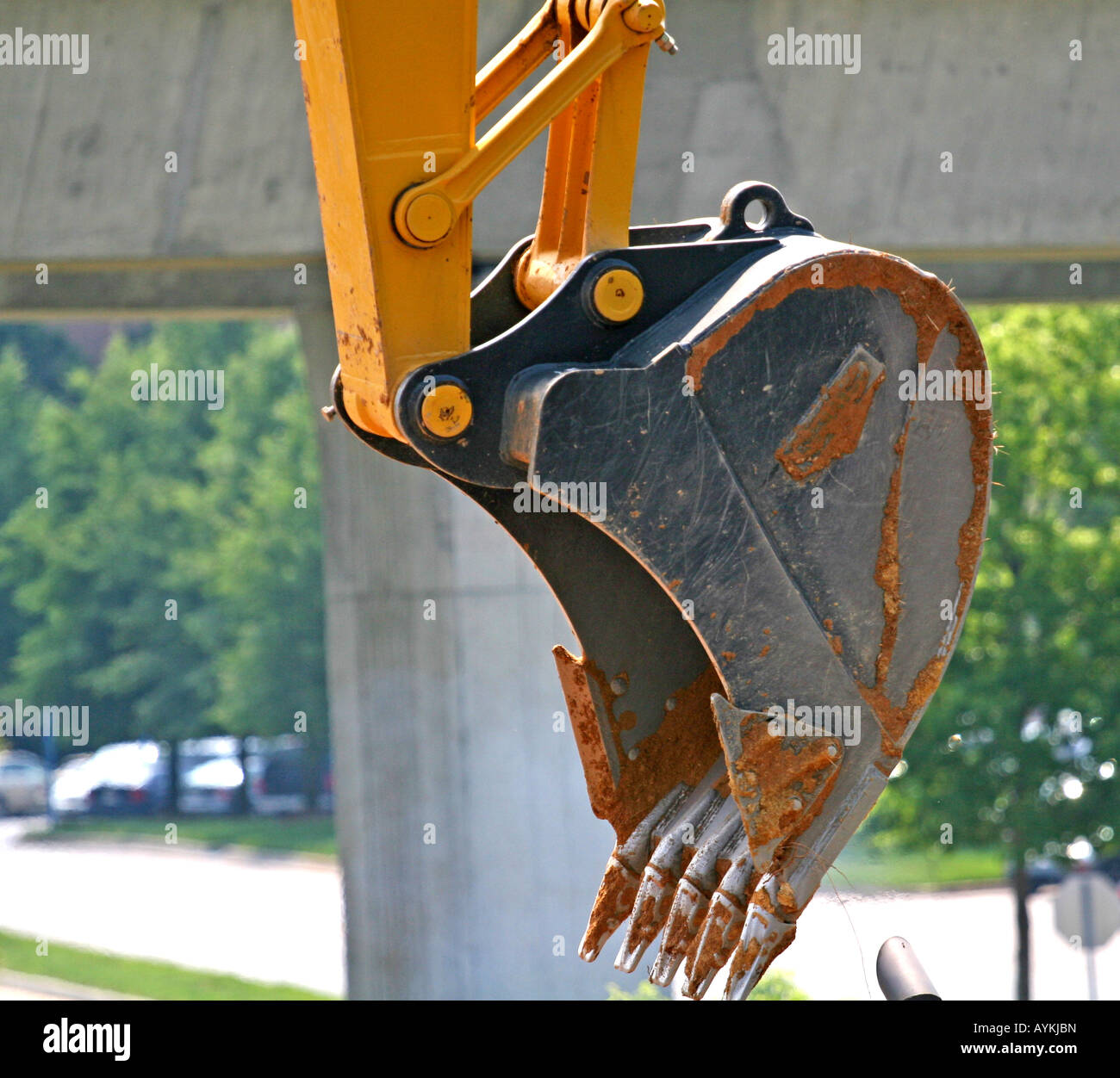 Large shovel on a front end loader at job site Stock Photo - Alamy
