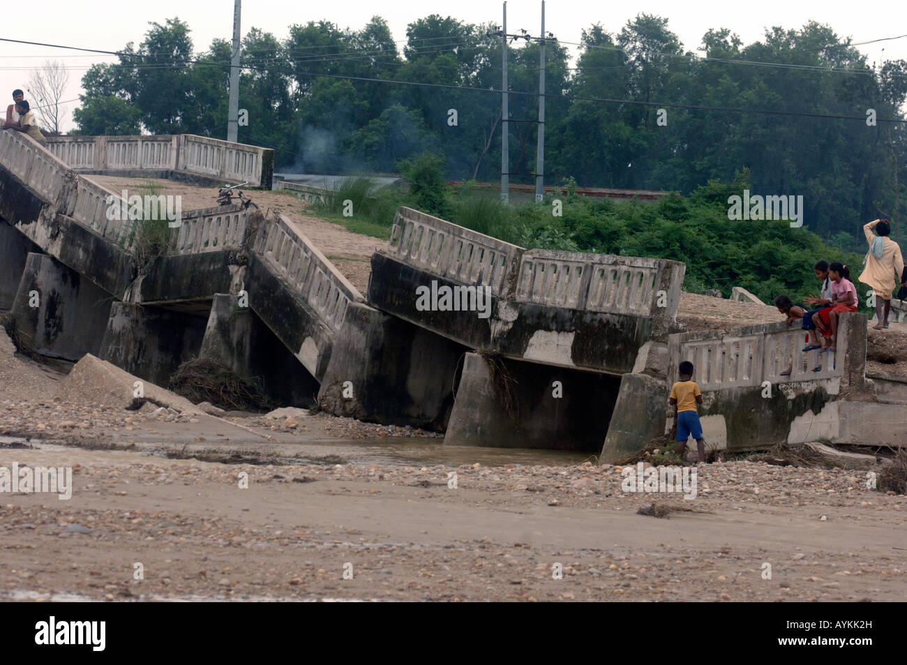 A flood damaged bridge in Janakapur, Tarai, Nepal Stock Photo - Alamy