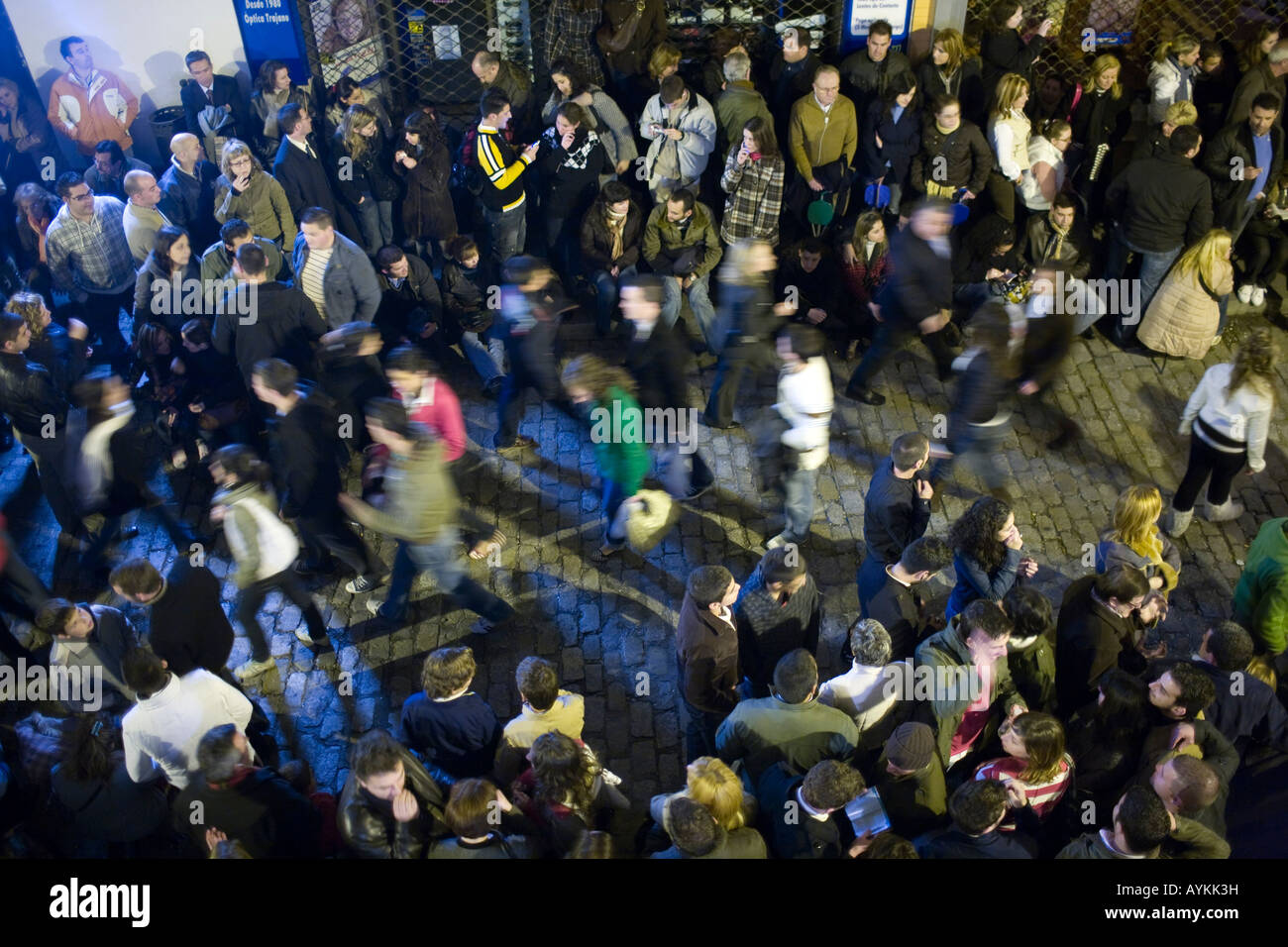 Crowd of people waiting for the processions on Good Friday dawn ...