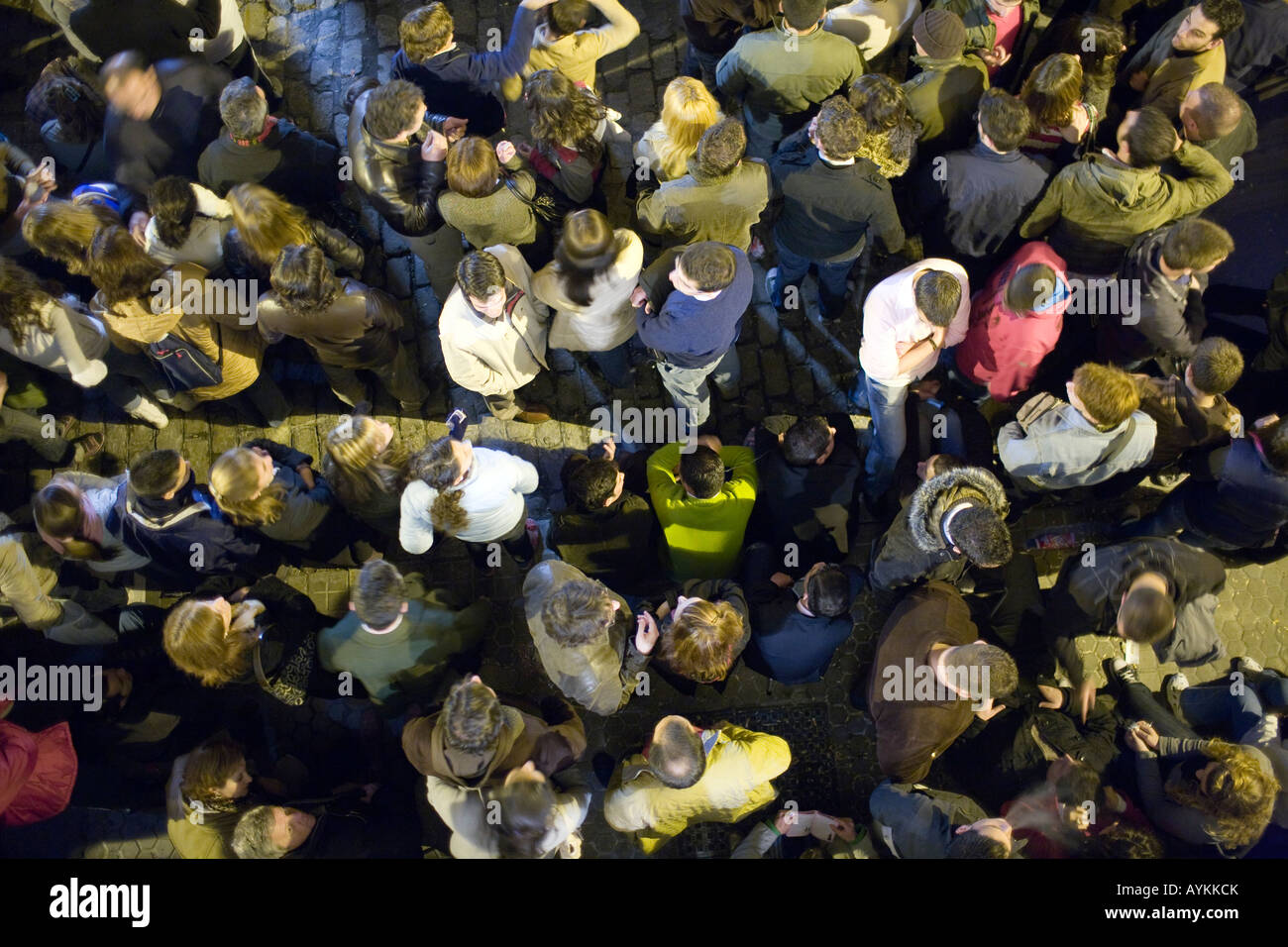 Crowd of people waiting for the processions on Good Friday dawn ...