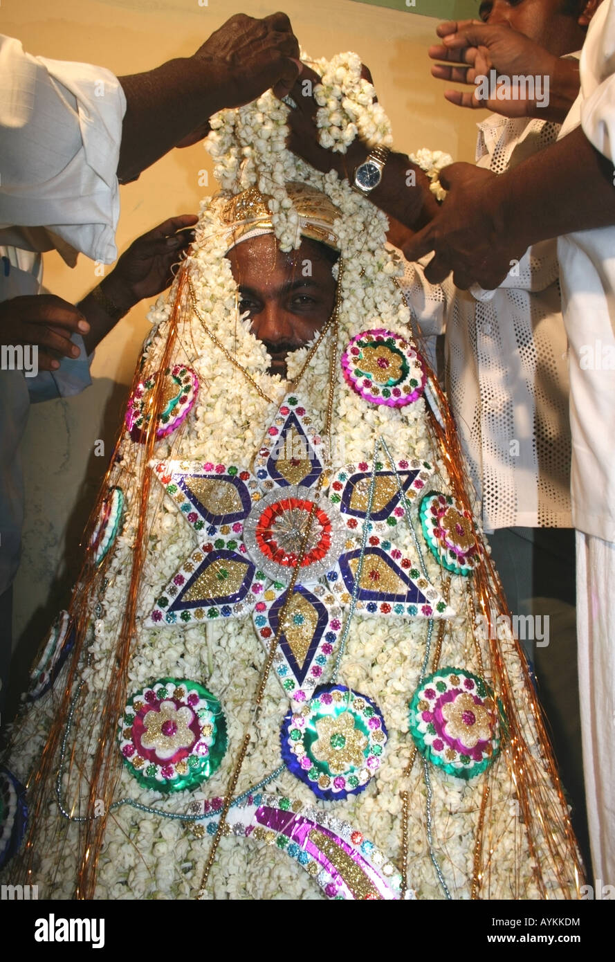 Muslim groom being dressed for his wedding , Tamil Nadu , India Stock ...