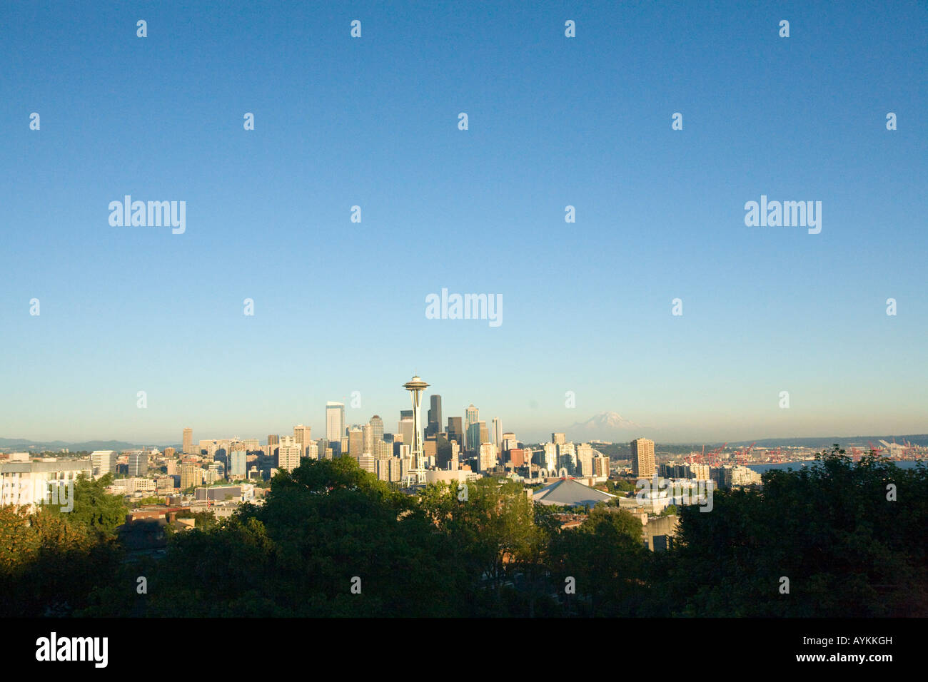 Seattle Washington view of downtown Seattle from Kerry Park with Mount ...