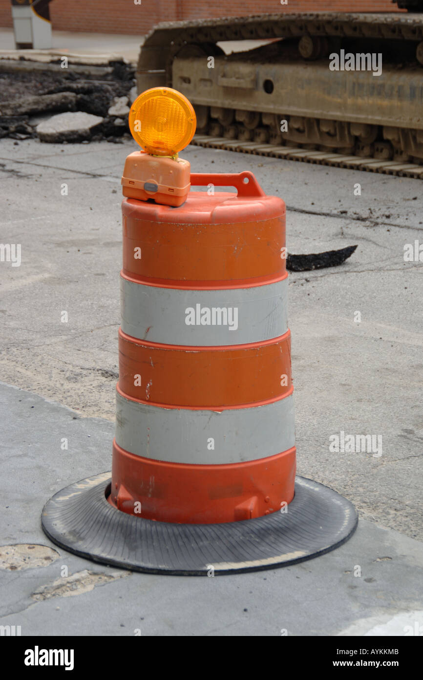 Orange and White construction safety cones Stock Photo - Alamy