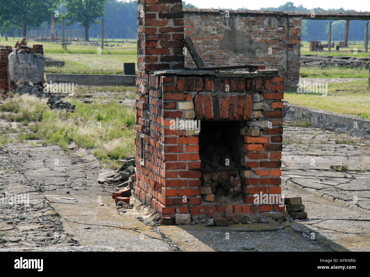 Cooking and heating range in the remains of a destroyed wooden hut in ...