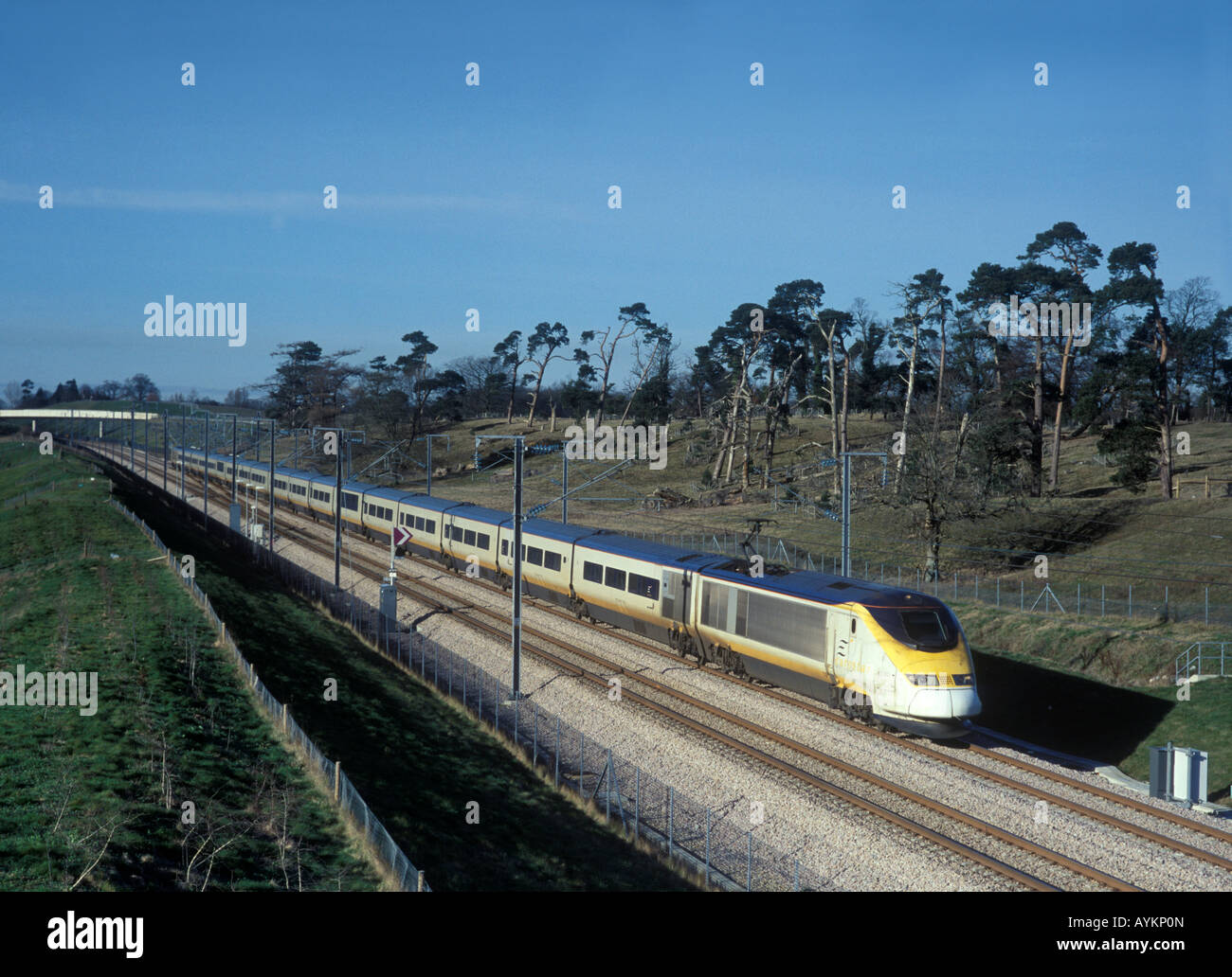 Eurostar train travelling through the Kent countryside on the High ...