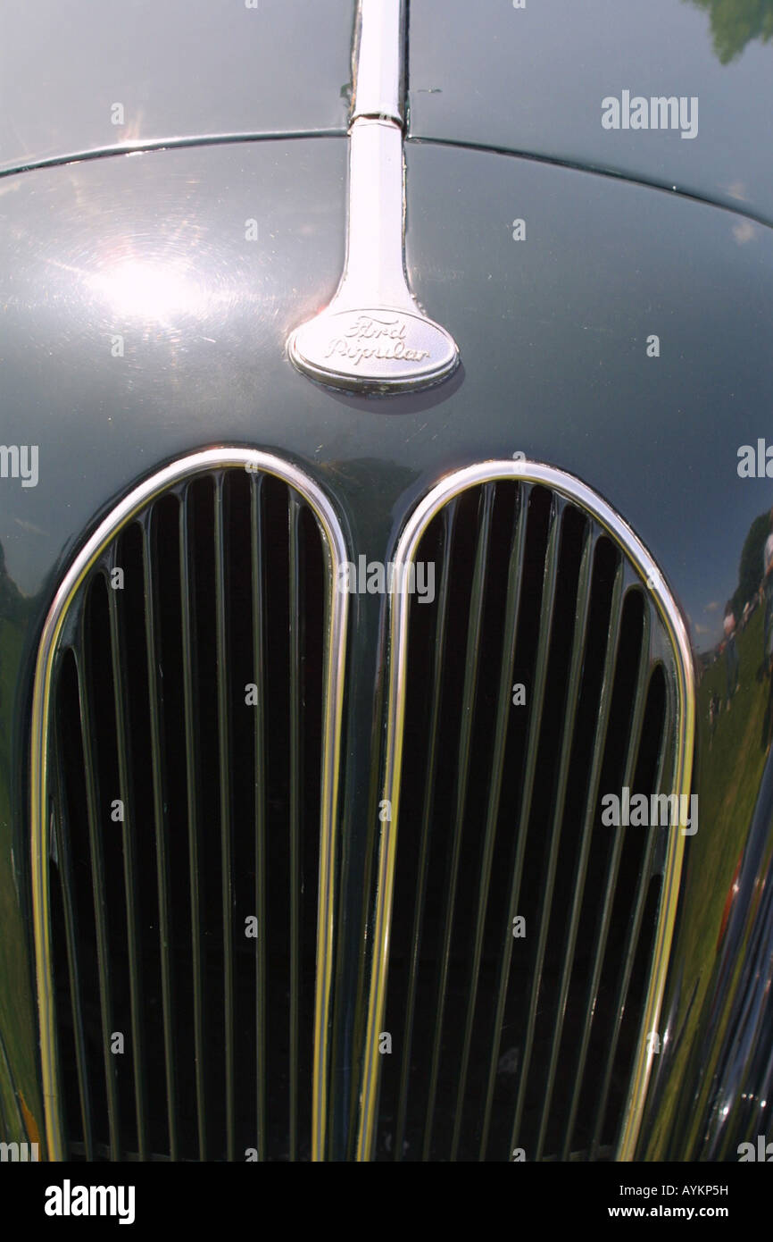 Ford Popular front grille and chrome car badge, vertical . Black and ...